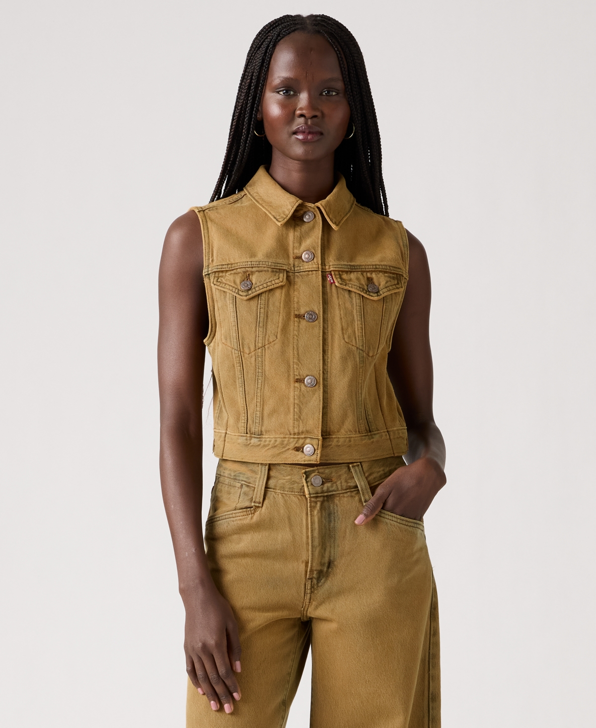Levis Womens Denim Trucker Vest - Pooled Tobacco Brown Vest