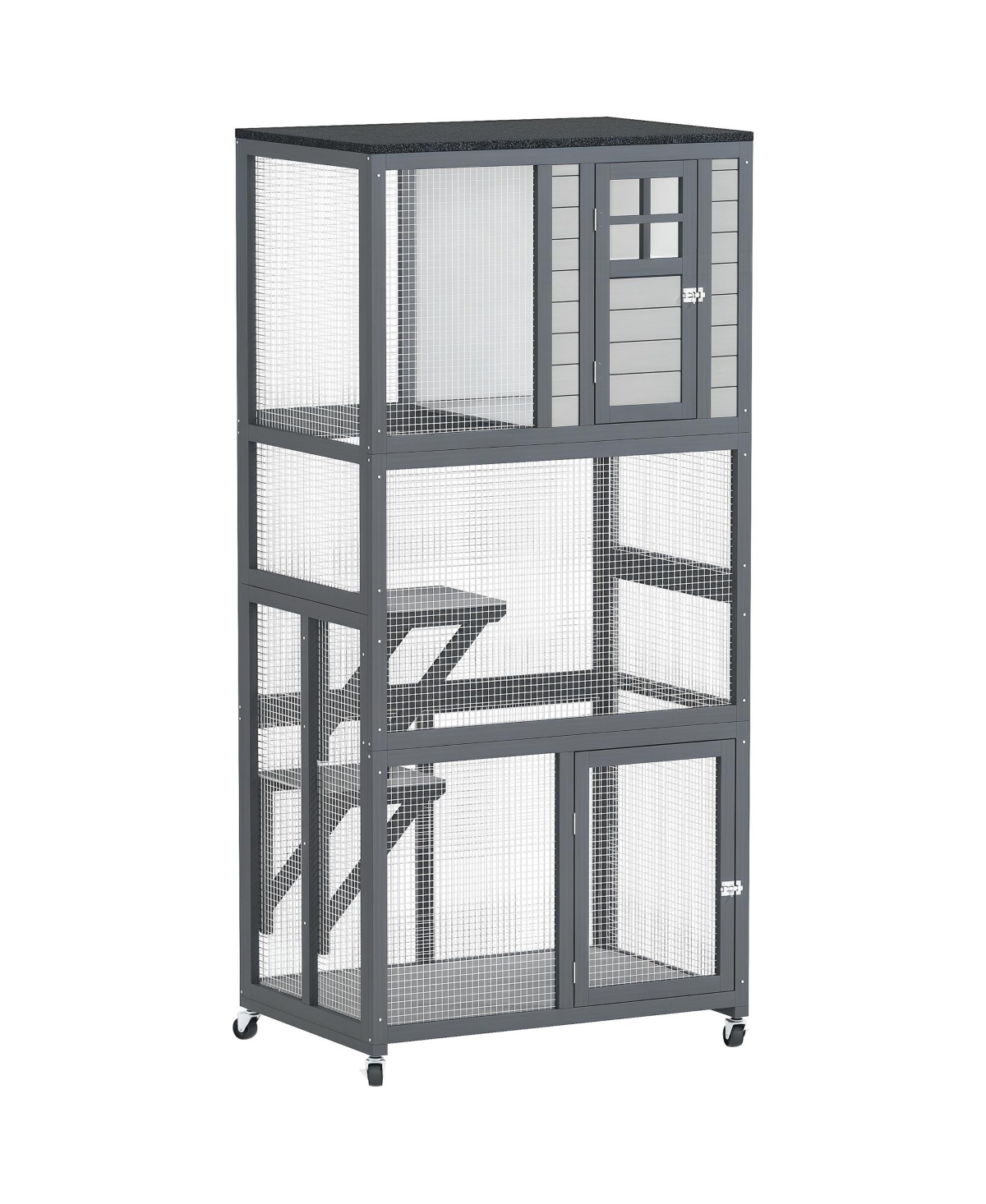 Click here for PawHut 74" Wooden Outdoor Cat House Catio Out... prices