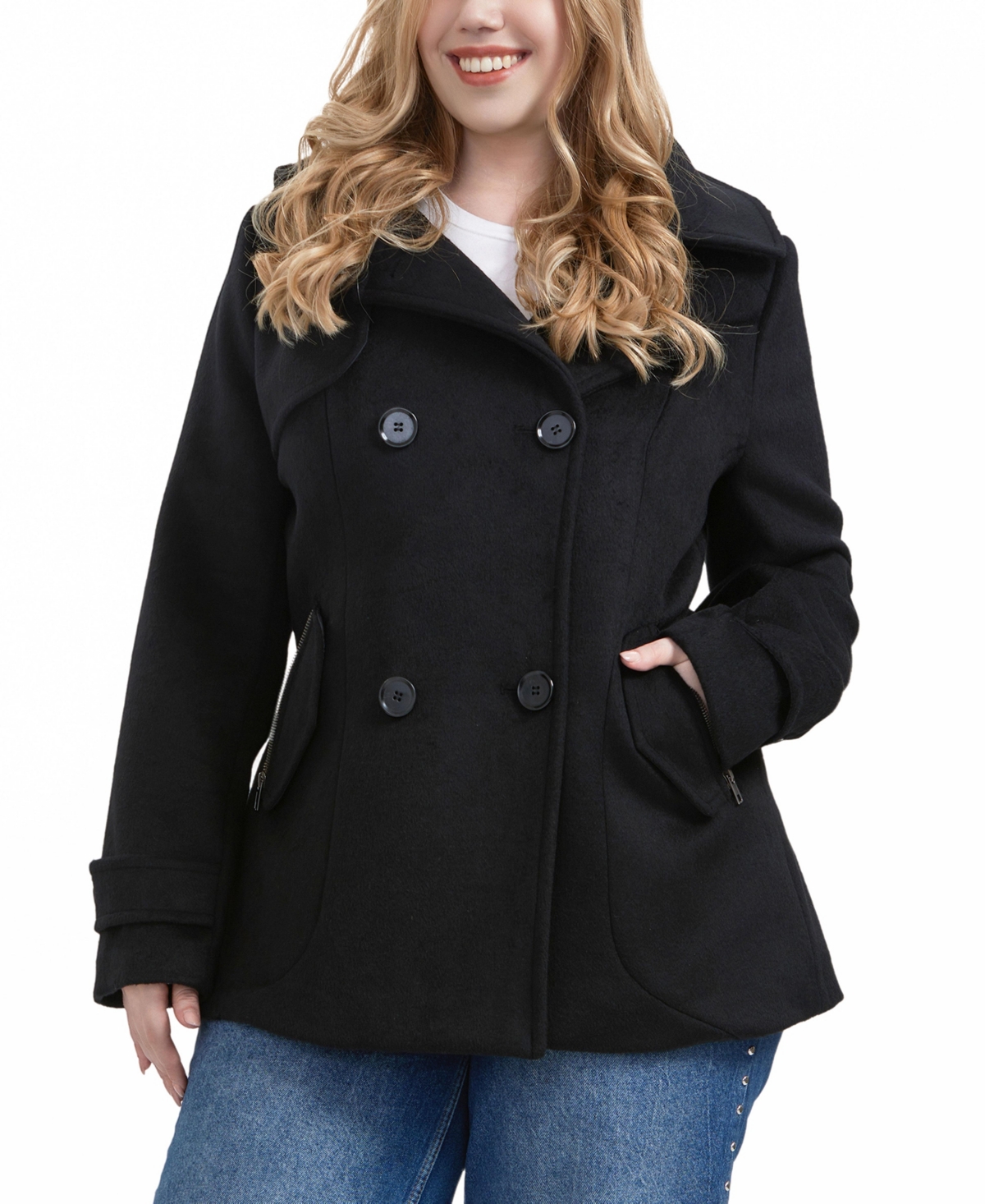 Click here for Bgsd Womens Plus Size Piper Wool Blend Hooded Pea... prices