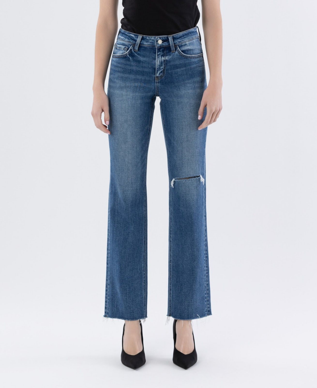 Click here for Vervet Womens High Rise Raw Hem Straight Jeans - P... prices
