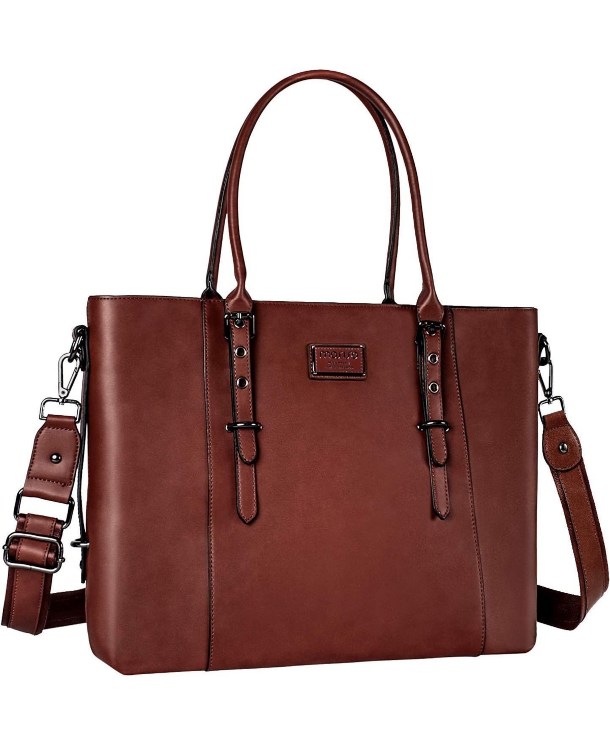 Click here for Mosiso Brown Pu Leather Laptop Tote Bag for Women... prices
