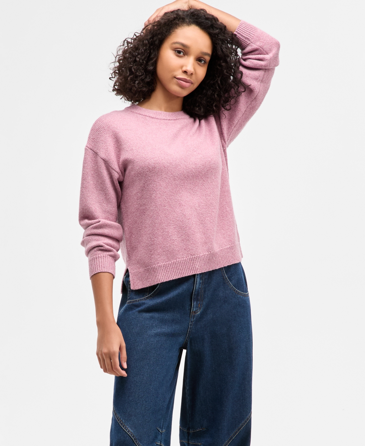 Click here for Freshman Juniors Drop-Shoulder Long-Sleeve Sweater... prices