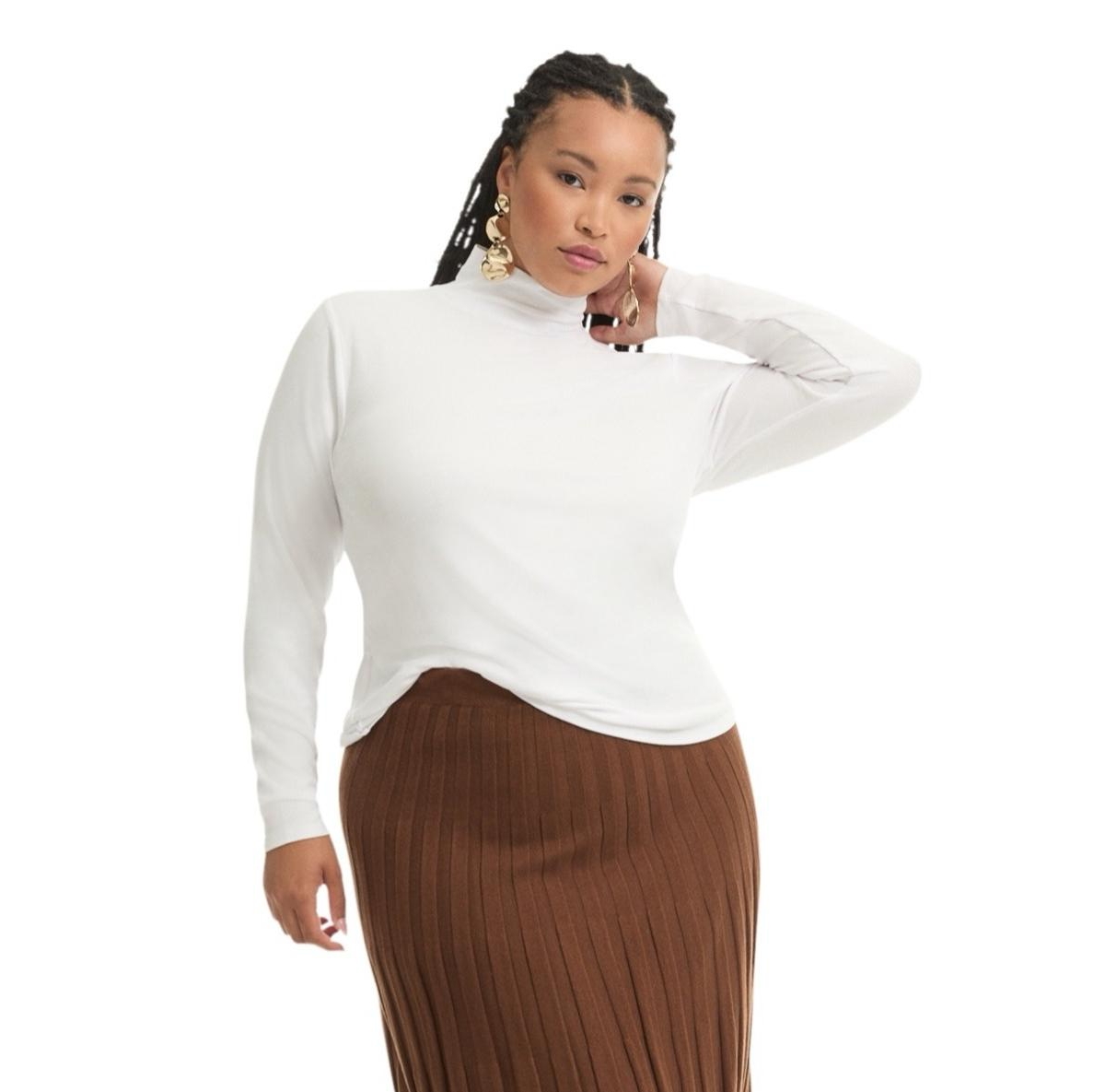 Click here for June + Vie Womens Plus Size Ribbed Mock Neck Top -... prices