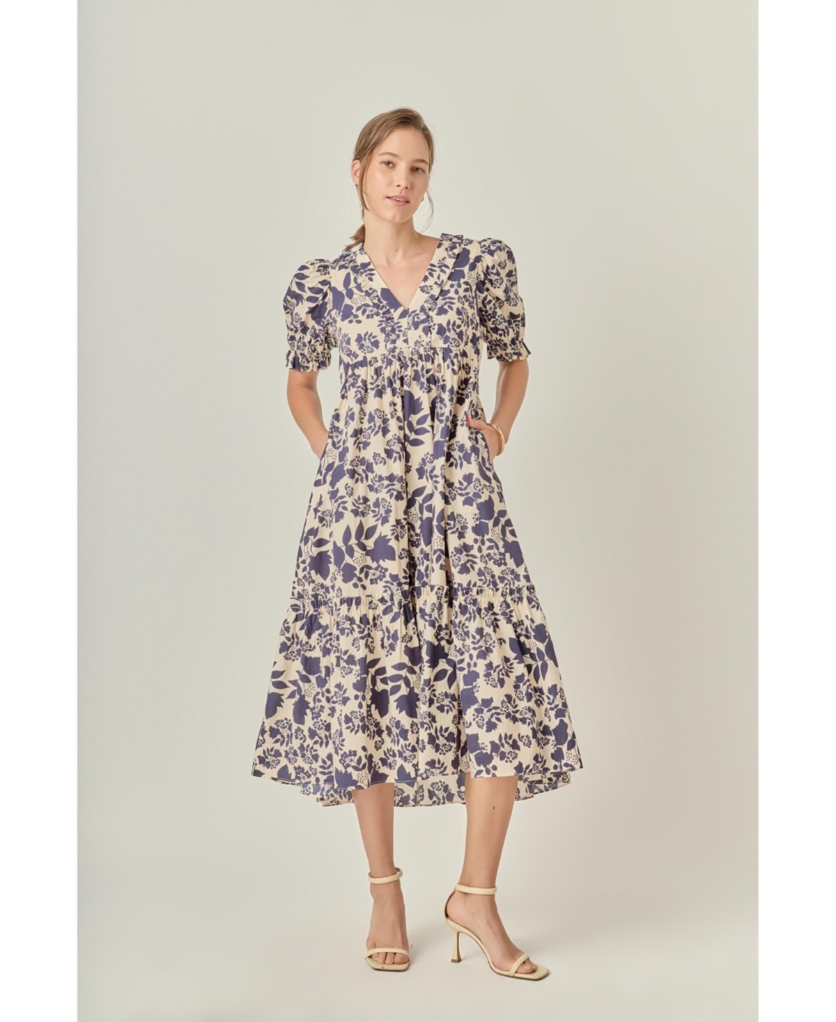 Click here for English Factory Womens Floral Print Tiered Midi Dr... prices