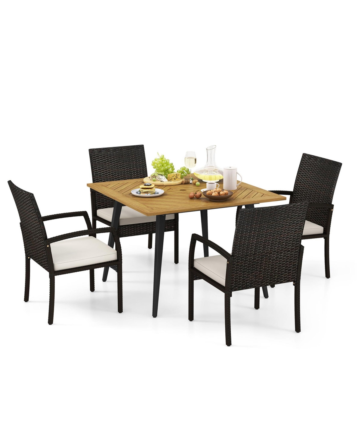 Click here for Gymax 5PCS Patio Pe Wicker Dining Set 42.5 Table w... prices
