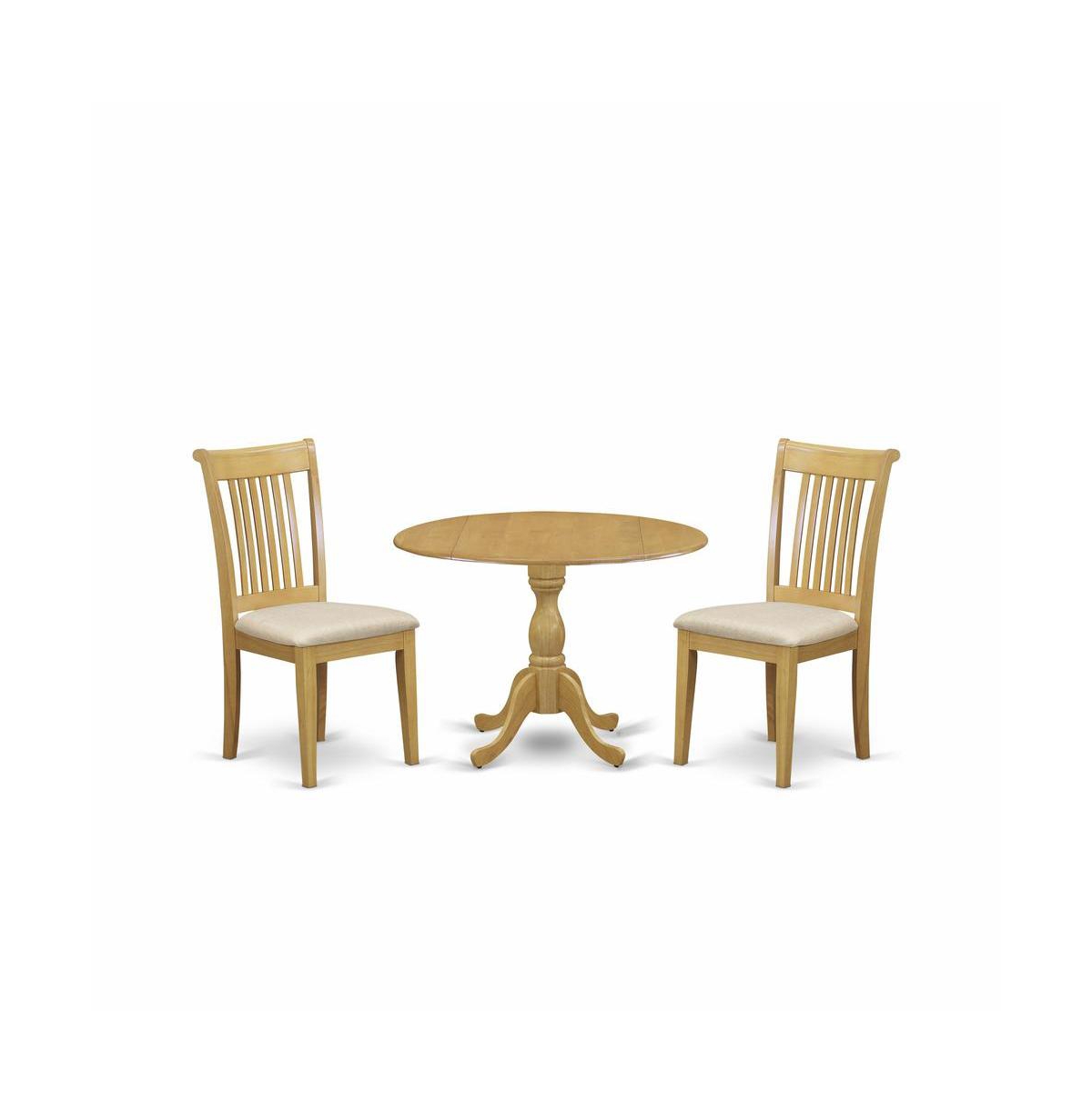 Click here for East West Furniture 3 Piece Dining Table Set - Oak... prices
