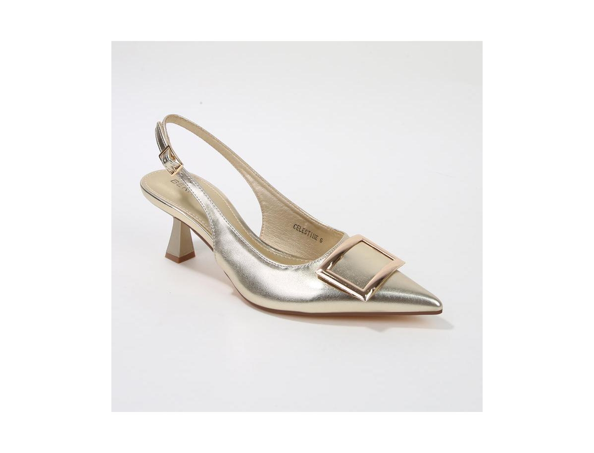 Click here for Berness Celestine Kitten Heel Slingbacks - Gold prices