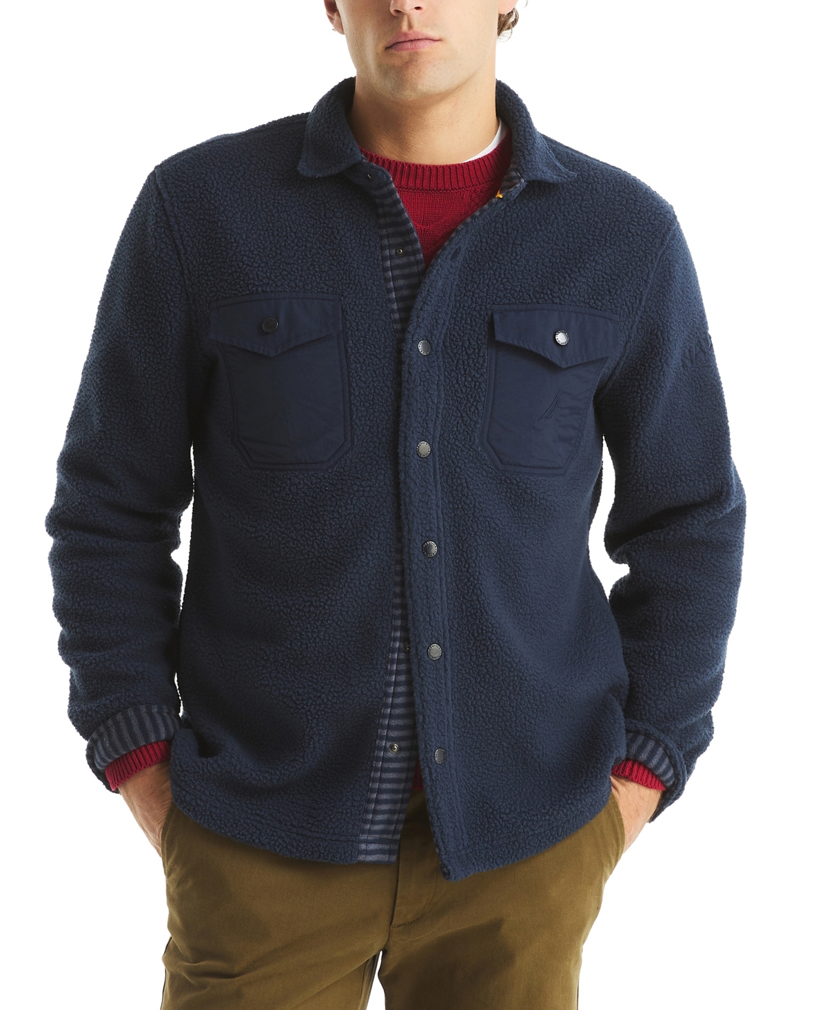 Click here for Nautica Mens Long Sleeve Snap Shirt - Navy Seas prices