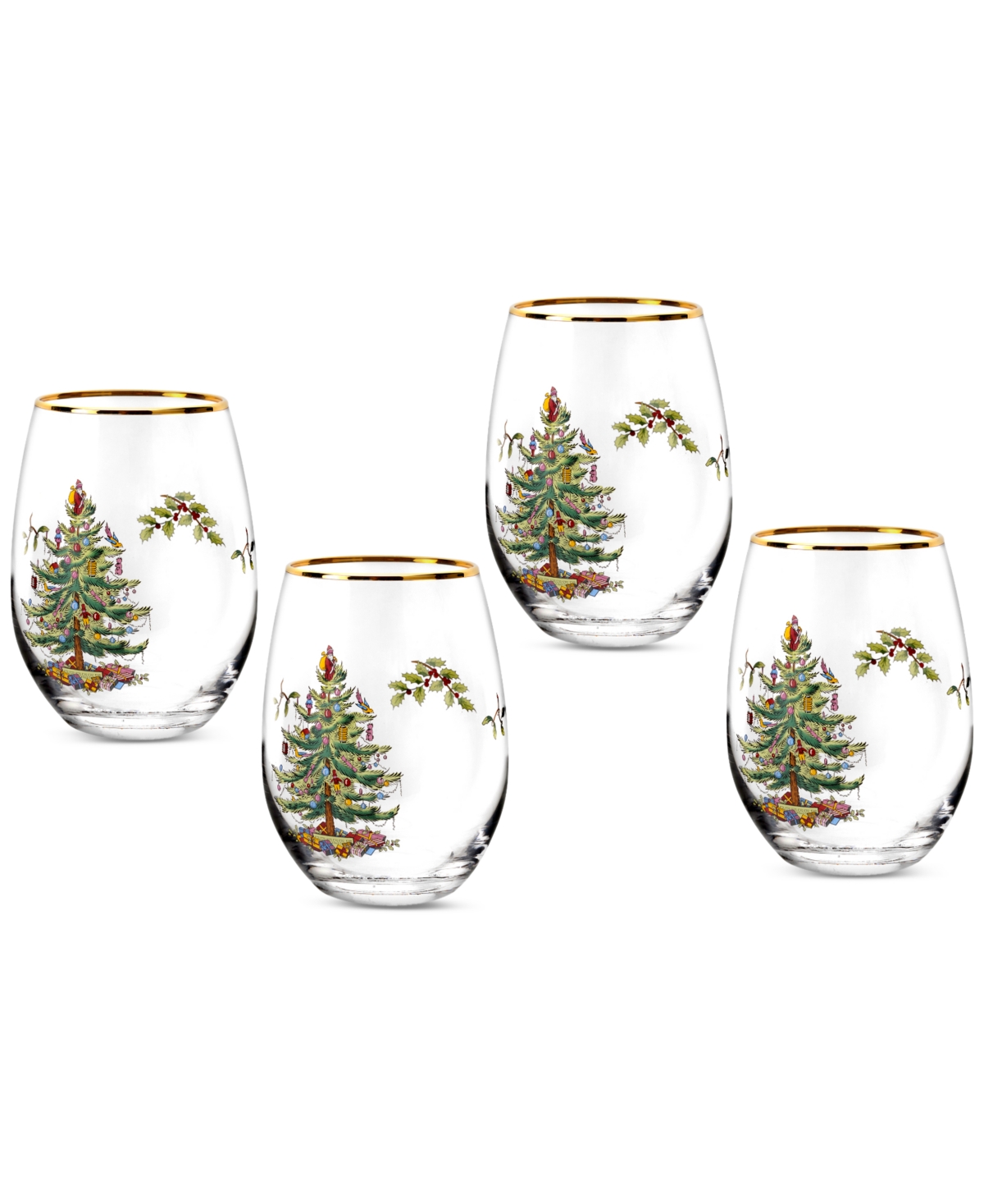 Click here for Spode Christmas Tree Stemless Wine Glasses  Set of... prices