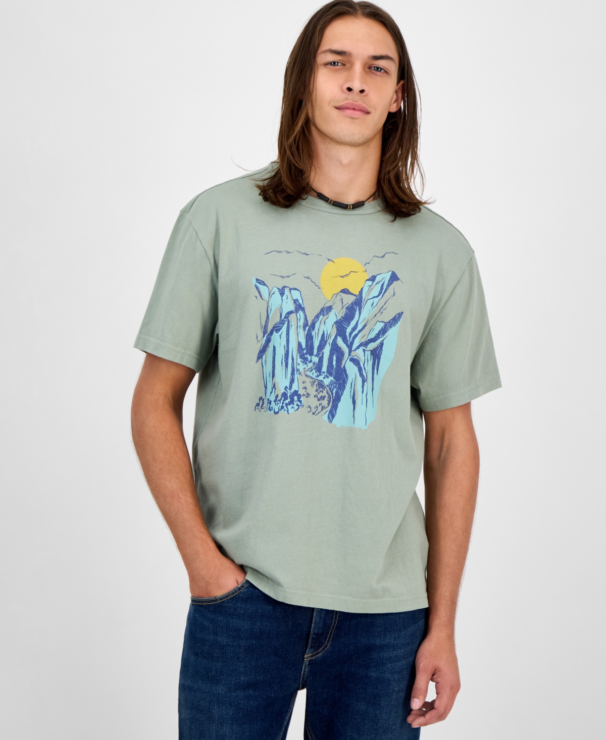 Click here for Sun + Stone Mens Short-Sleeve Cotton Colorado Grap... prices