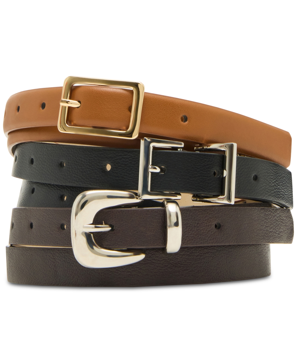 Click here for Steve Madden Textured Faux-Leather Belts  Set of 3... prices