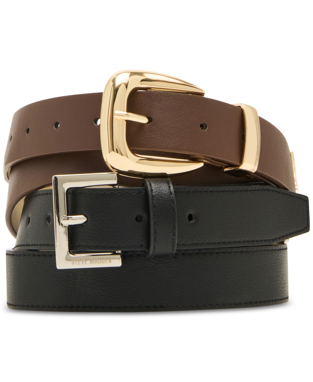 Click here for Steve Madden 1.18 Faux-Leather Belts  Set of 2 - C... prices