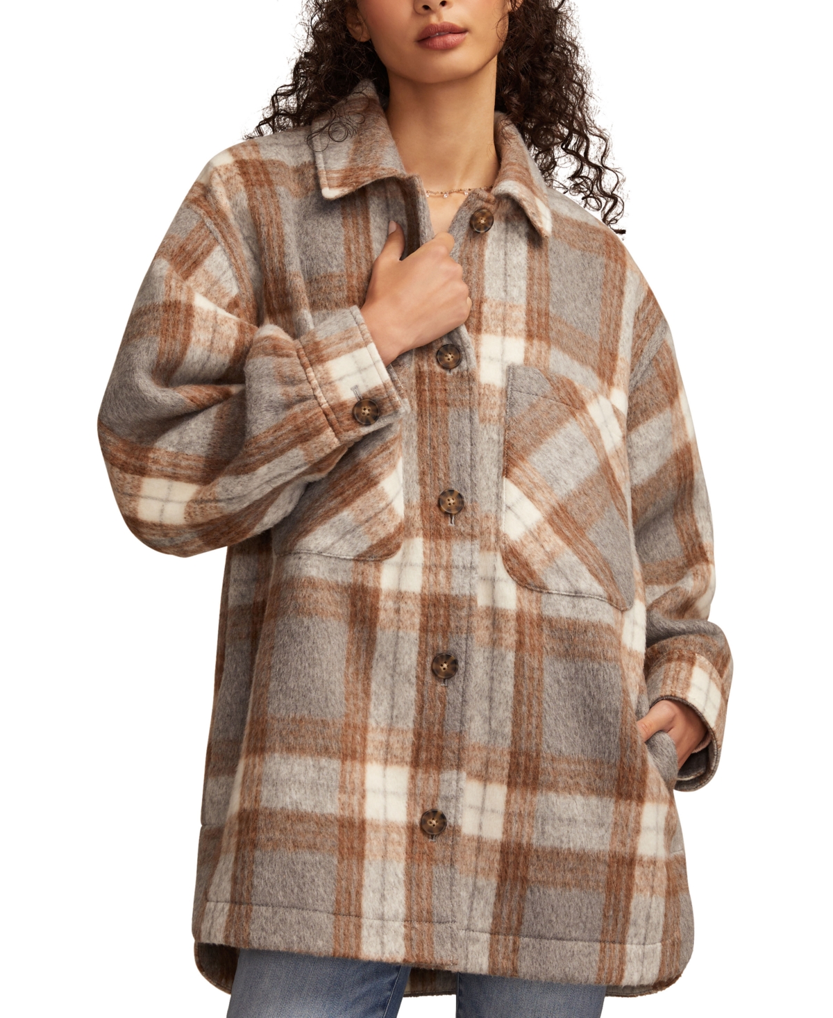 Click here for Lucky Brand Womens Oversized Plaid Shirt Jacket -... prices