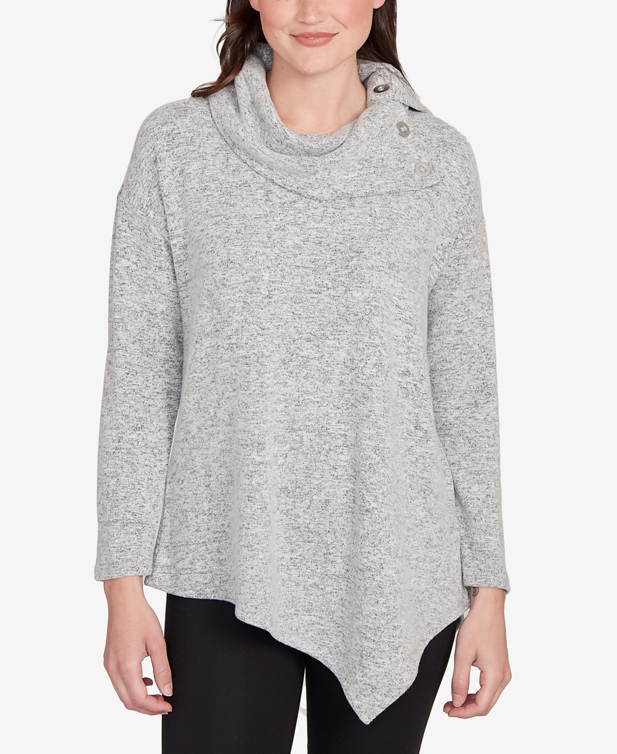 Click here for Ruby Rd. Petite Heather Cozy Knit Split Cowl Top -... prices