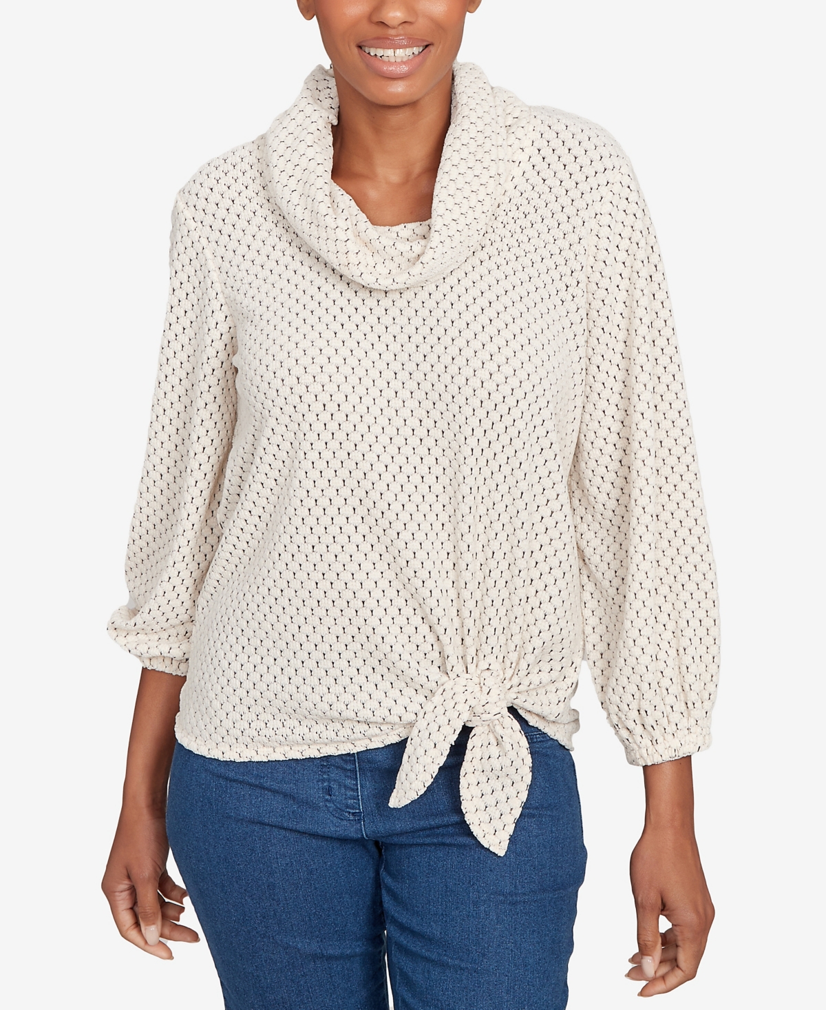 Click here for Ruby Rd. Petite Honeycomb Chenille Cowl Neck Top -... prices