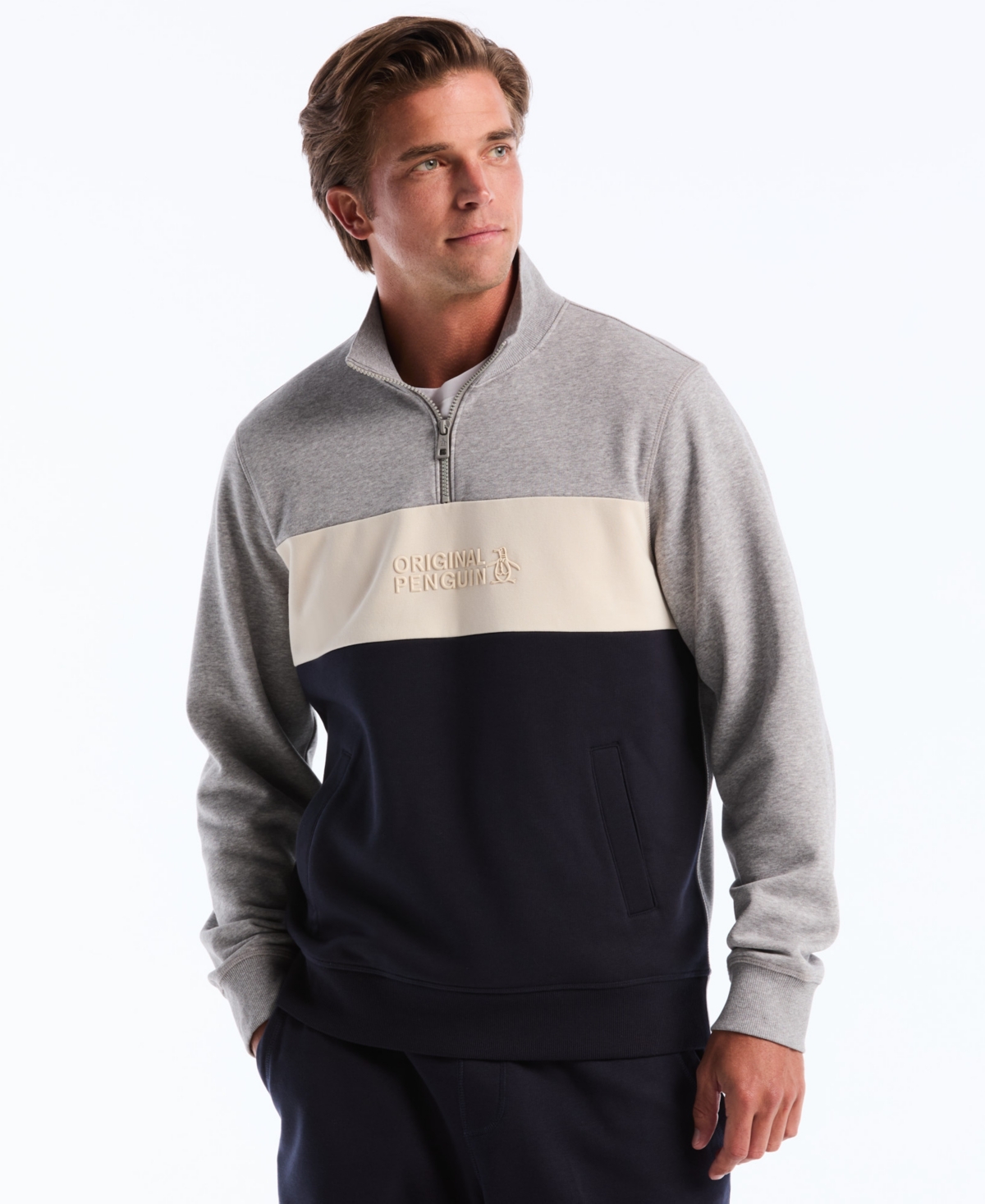 Click here for Original Penguin Mens Color-Blocked Fleece Zip Pul... prices