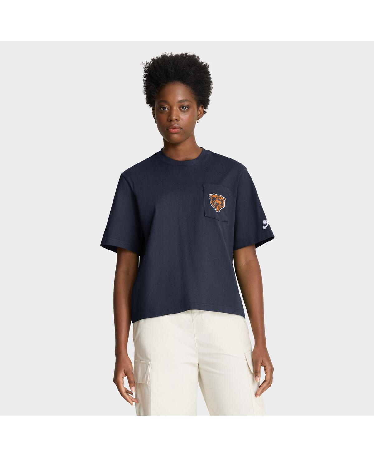 Click here for Nike Womens Navy Chicago Bears Rewind Pocket Boxy... prices