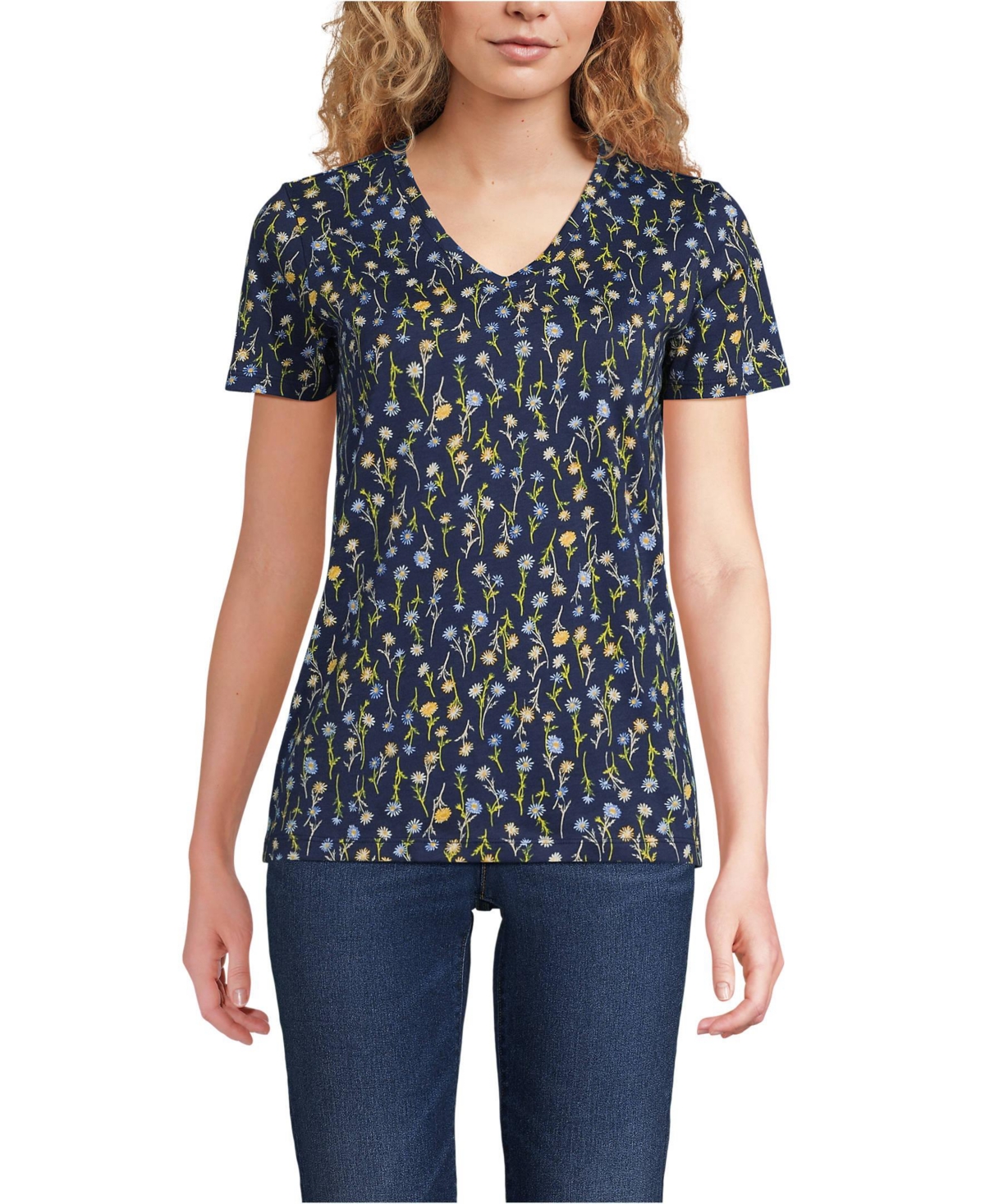 Click here for Lands End Womens Relaxed Supima Cotton V-Neck T-Sh... prices