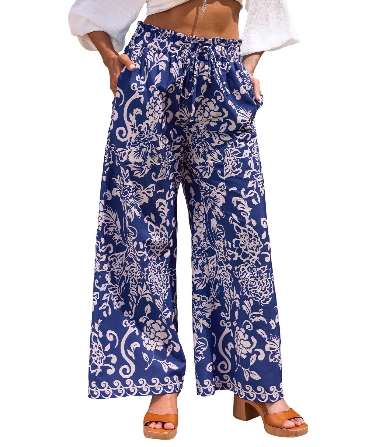 Click here for Cupshe Womens Bloom on By Floral Pants - Medium bl... prices
