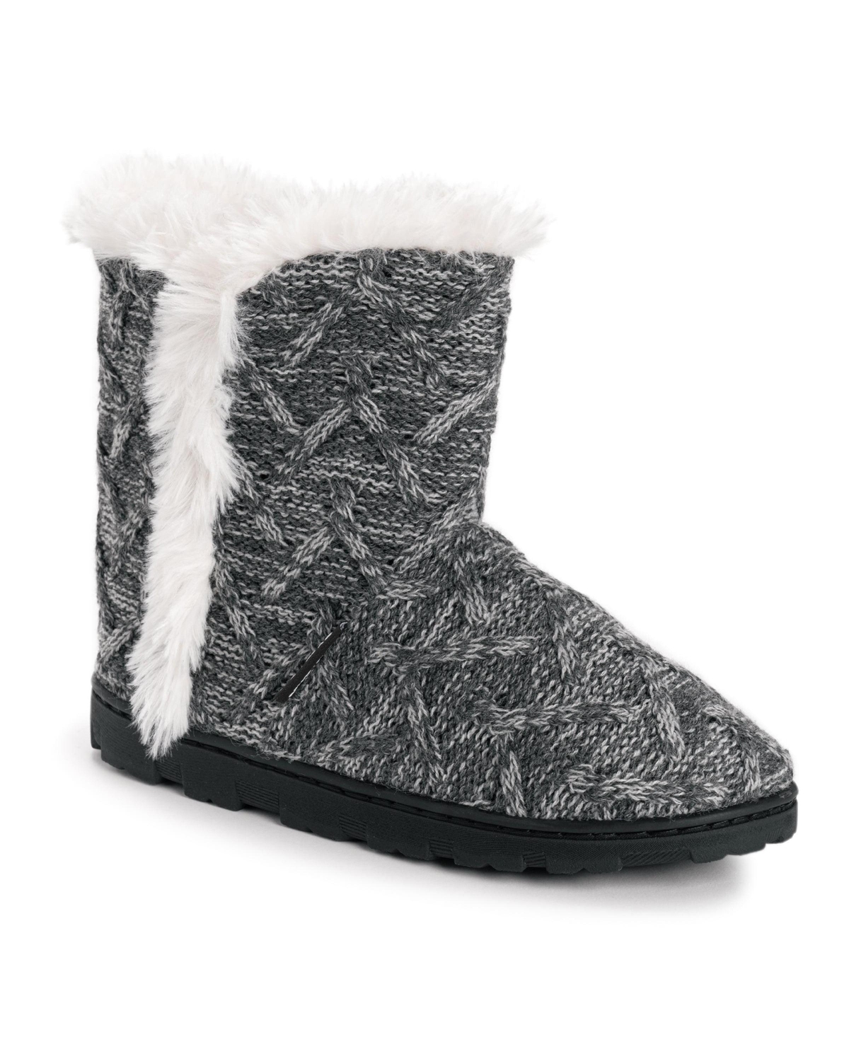 Click here for Muk Luks Womens Cheyenne Slipper Boots - Grey cabl... prices