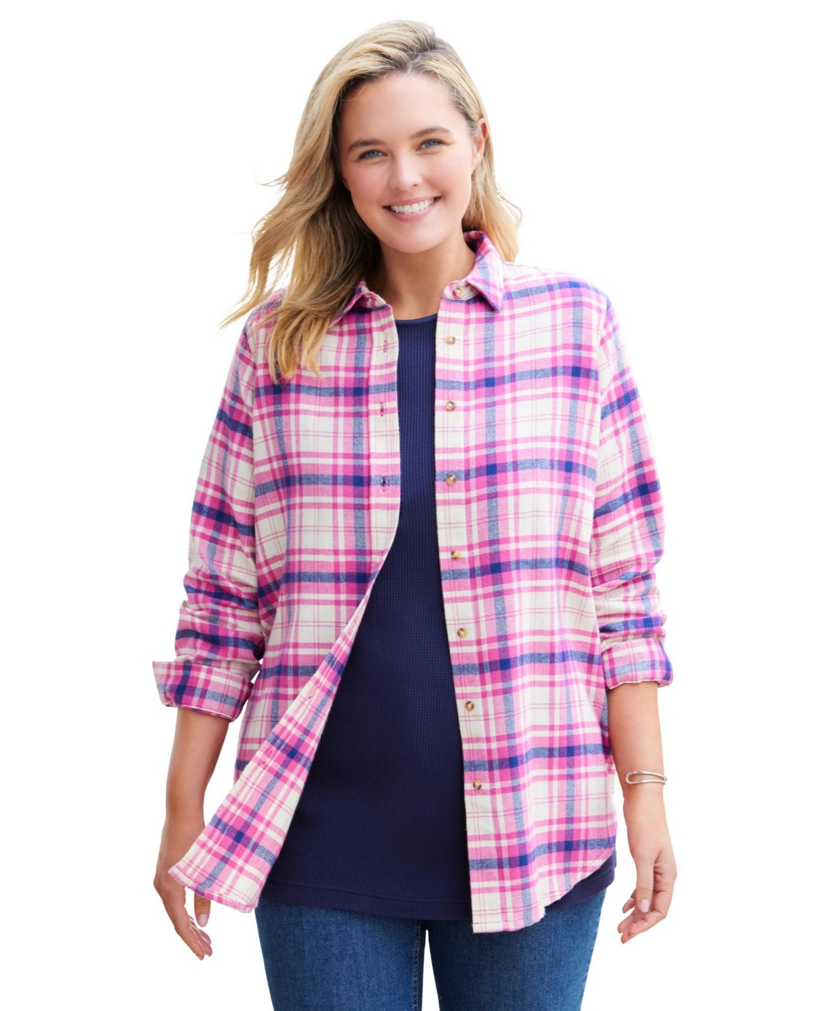 Click here for Woman Within Plus Size Within Classic Flannel Shir... prices