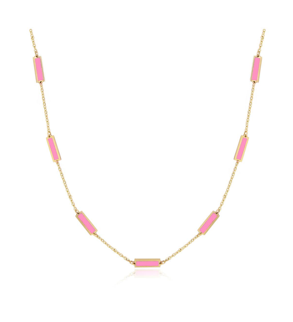 Click here for The Lovery Bubblegum Pink Bar Chain Necklace 14K G... prices