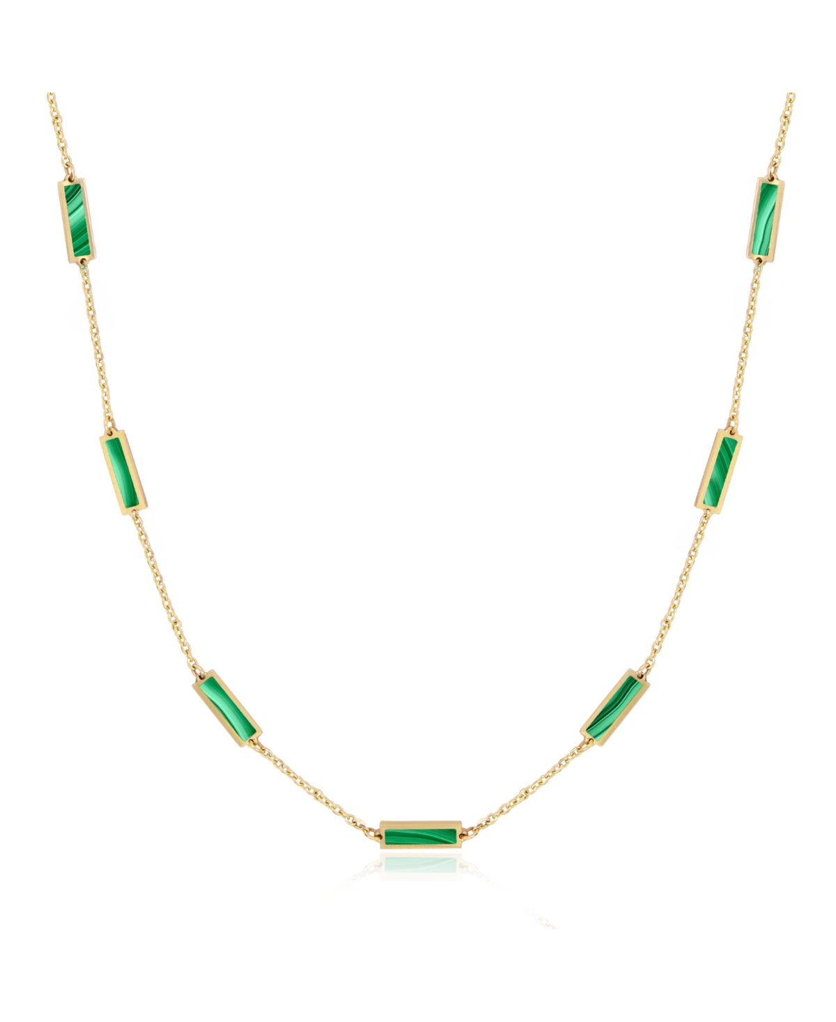 Click here for The Lovery Malachite Bar Chain Necklace 14K Gold prices