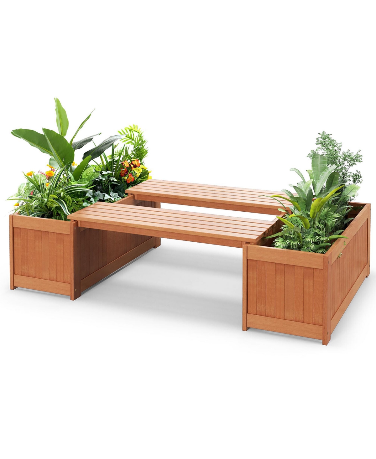 Click here for Gymax 2PCS Wood Outdoor Planter Box w/ Seat 2-in-1... prices