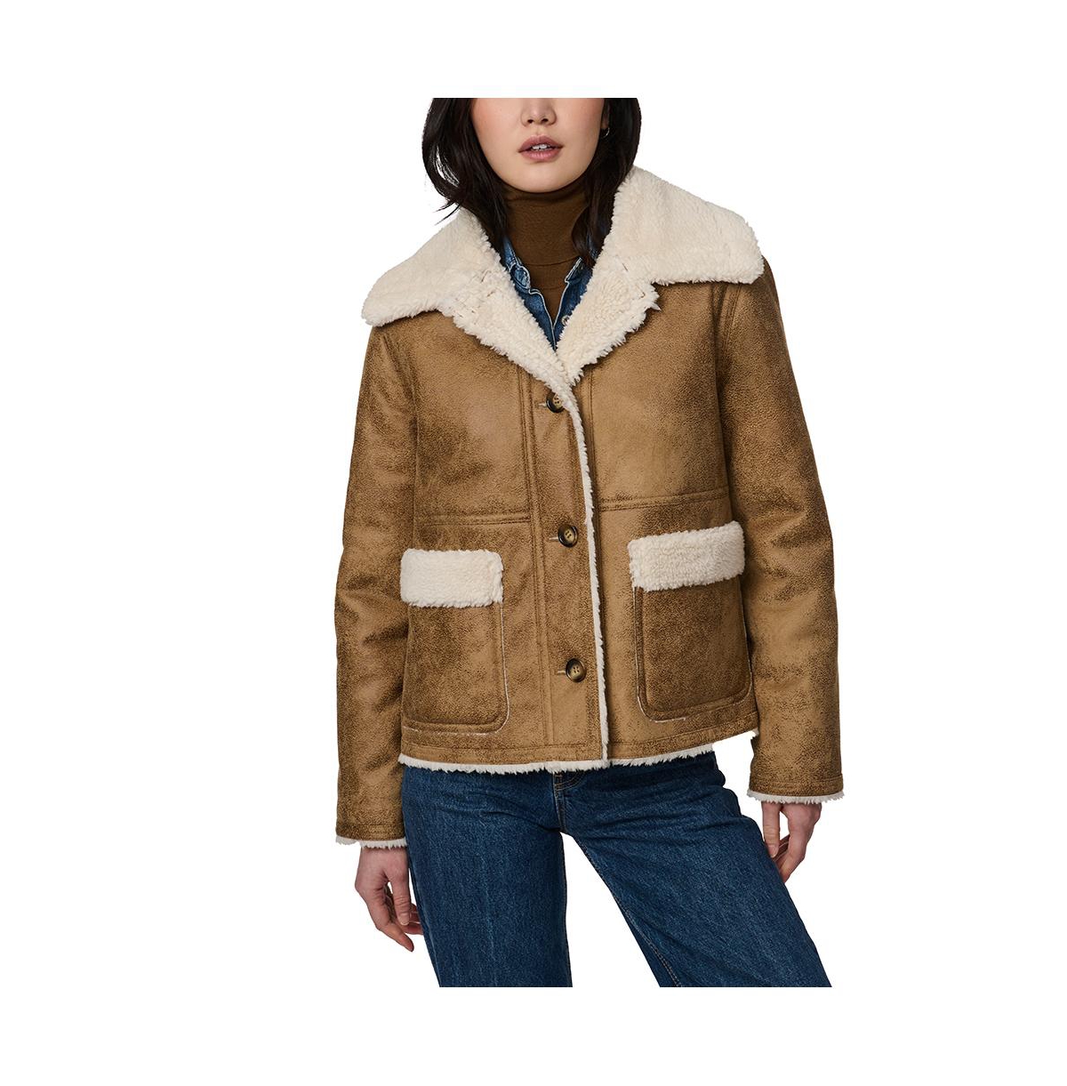 Click here for Bernardo Womens Faux Shearling Chore Jacket - Brow... prices