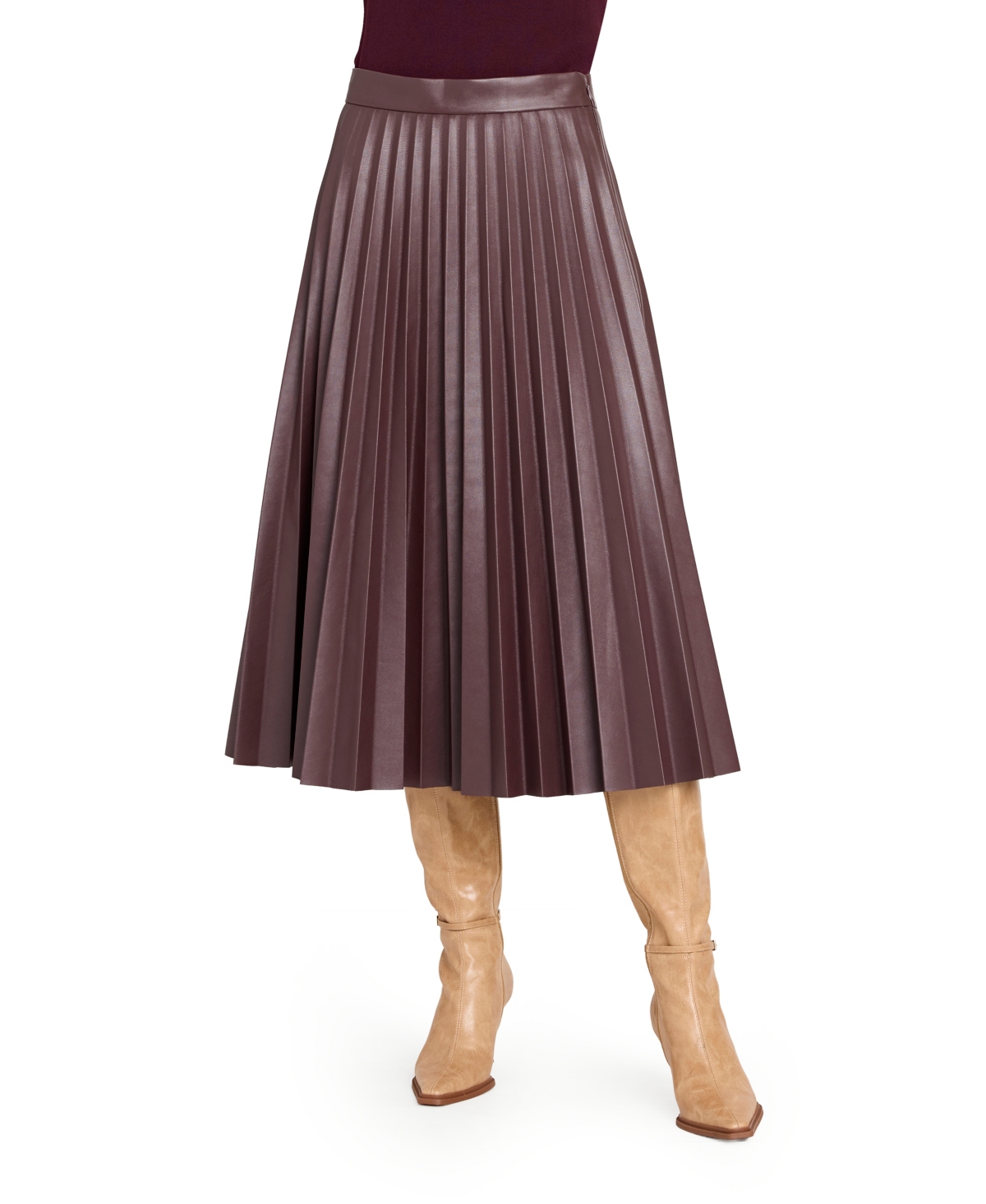 Click here for Tahari Asl Womens Long Leather Pleated Skirt - Plu... prices