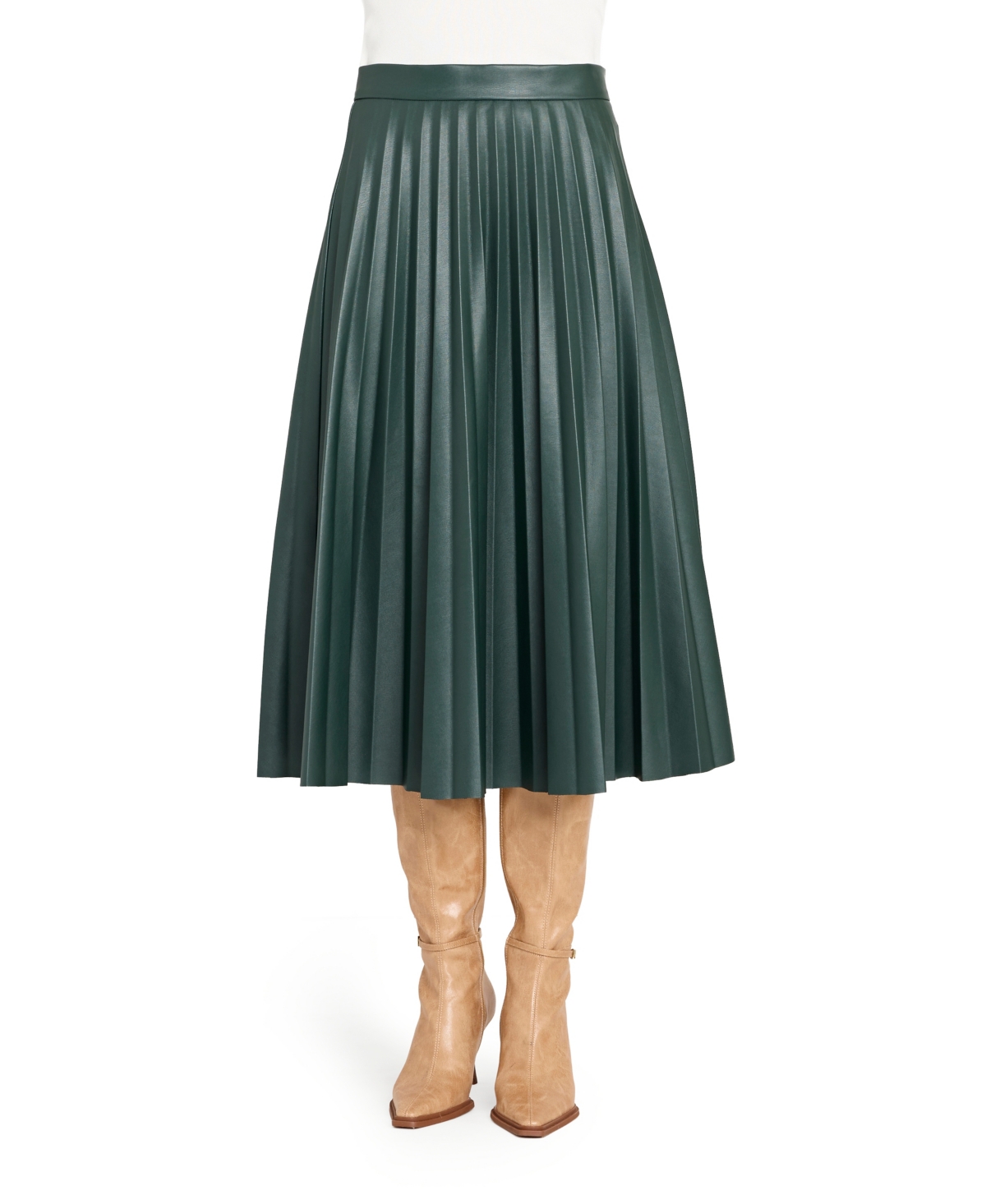 Click here for Tahari Asl Womens Long Leather Pleated Skirt - Eve... prices