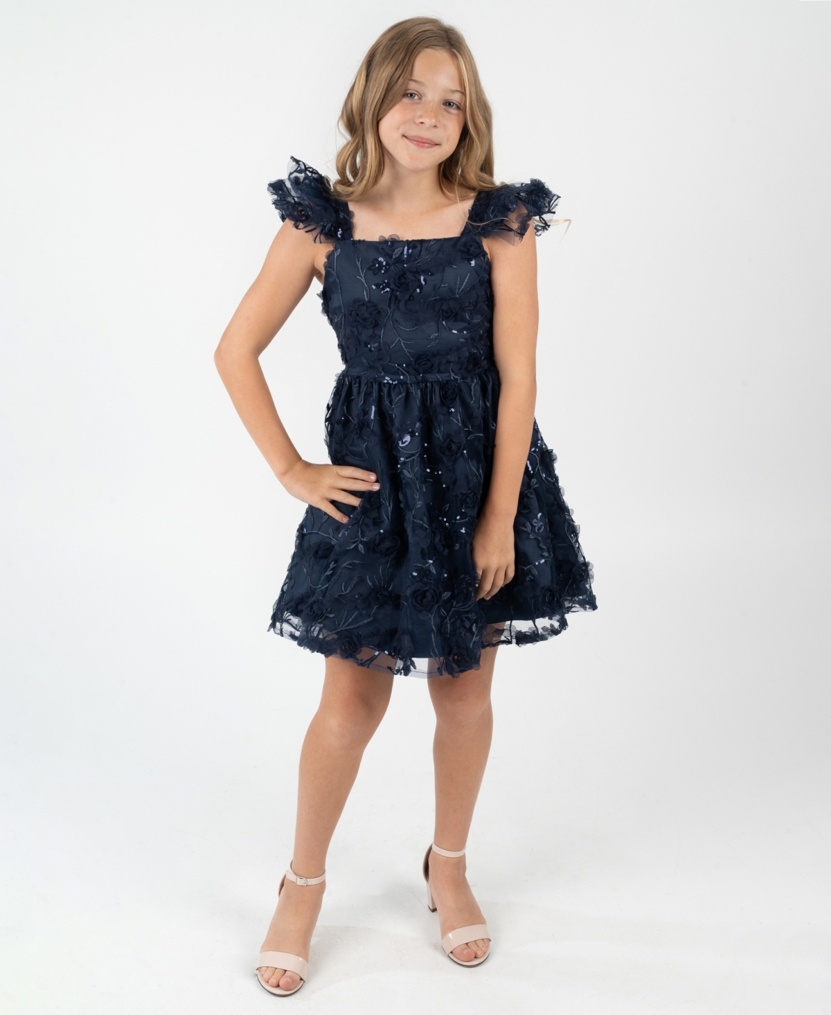 Click here for Rare Editions Big Girls 3D Floral Embroider Mesh S... prices