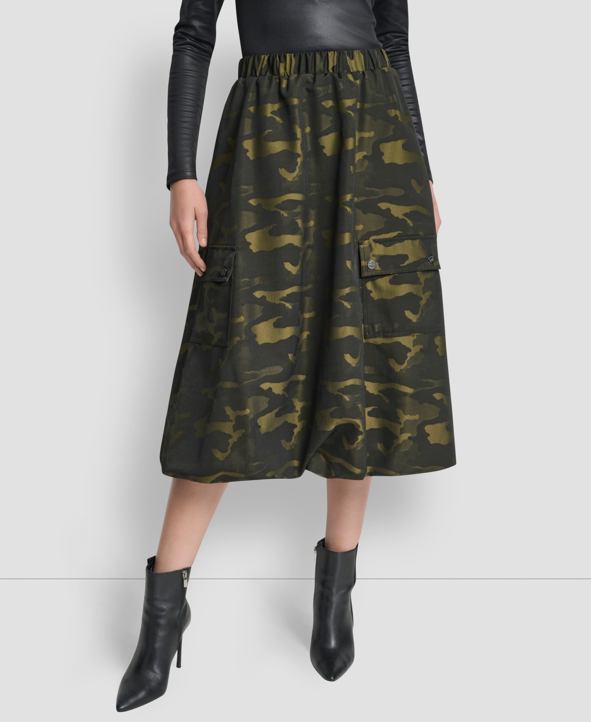 Click here for Dkny Womens Camo Print Jacquard Bubble Midi Skirt... prices