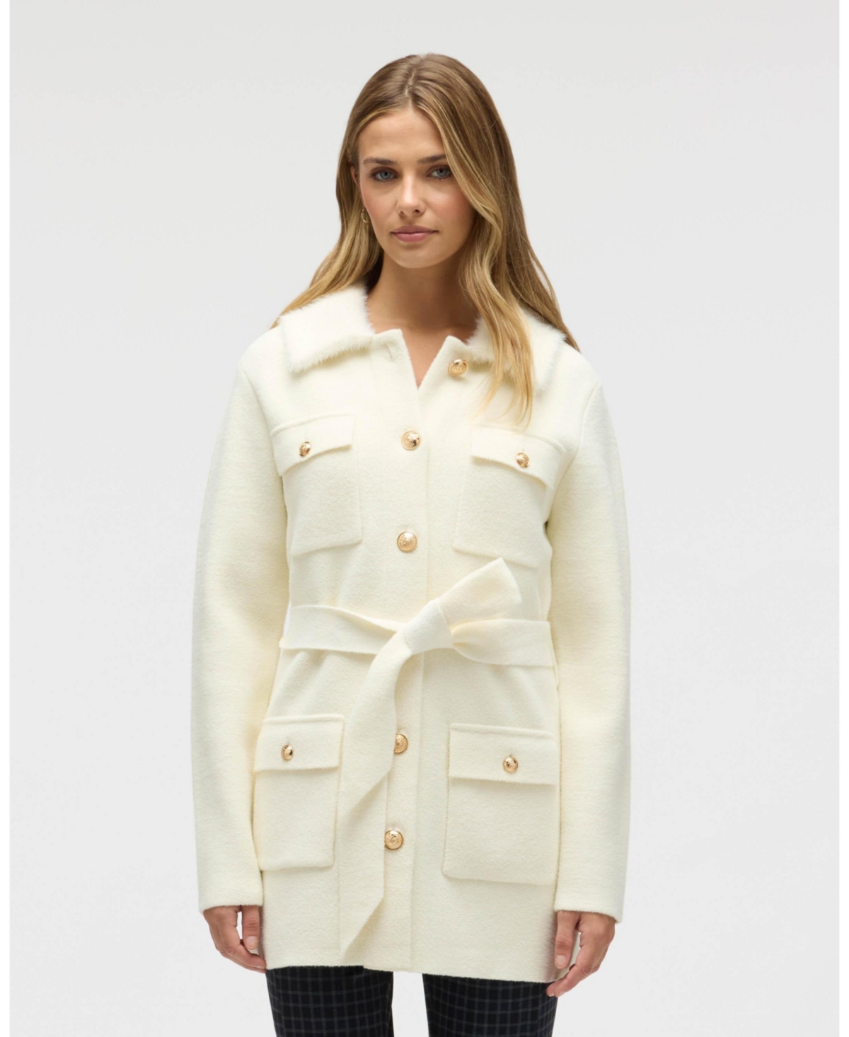 Click here for Nvlt Womens Mixed Media Military Belted Mink Coati... prices