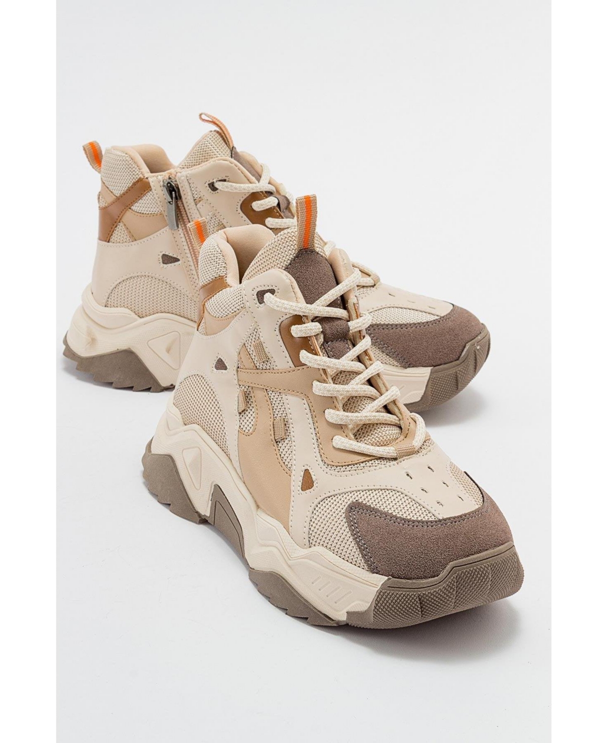 Click here for Prologue Shoes Lowel Sneaker Boot - Beige faux lea... prices