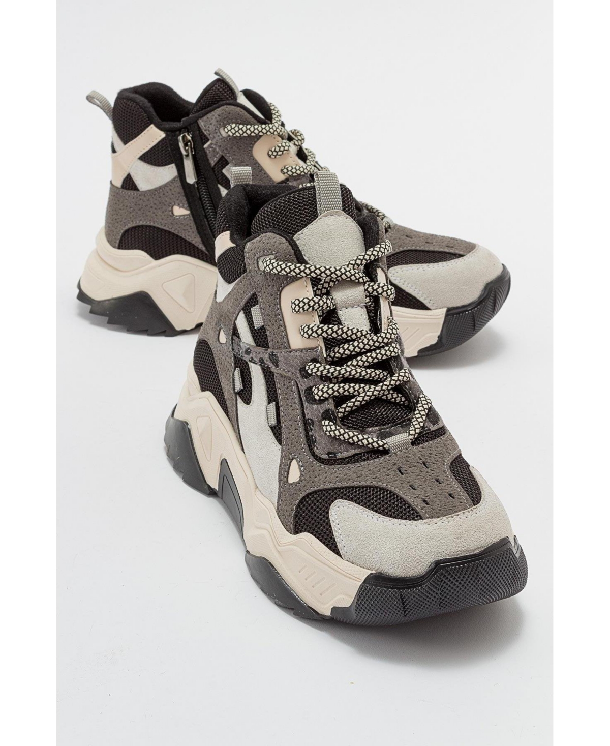 Click here for Prologue Shoes Lowel Sneaker Boot - Grey faux leat... prices