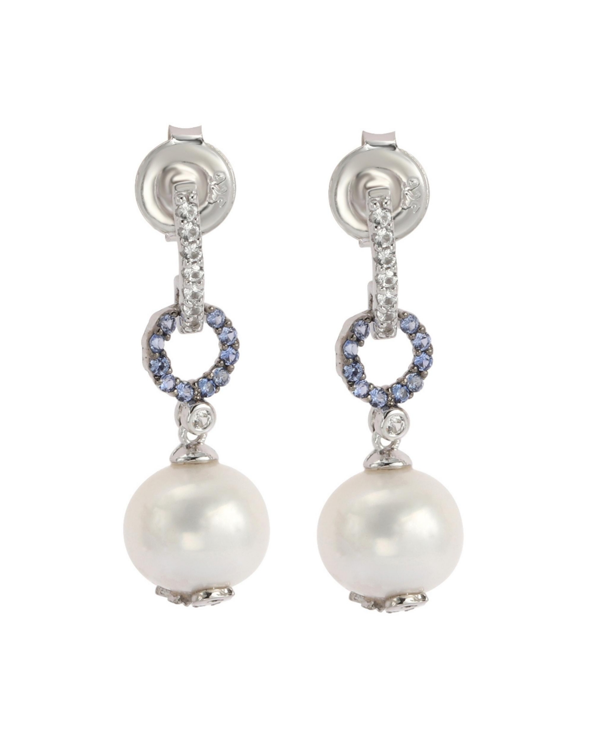 Click here for Suzy Levian Sterling Silver Pearl & Sapphire Dangl... prices
