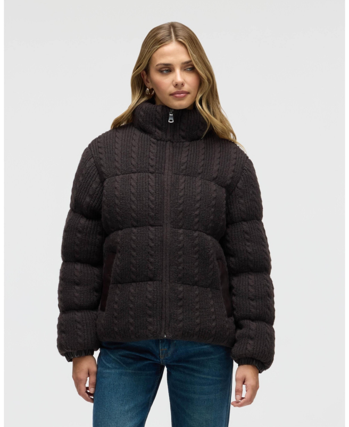 Click here for Nvlt Womens Sweater Knit Puffer Jacket - Espresso prices