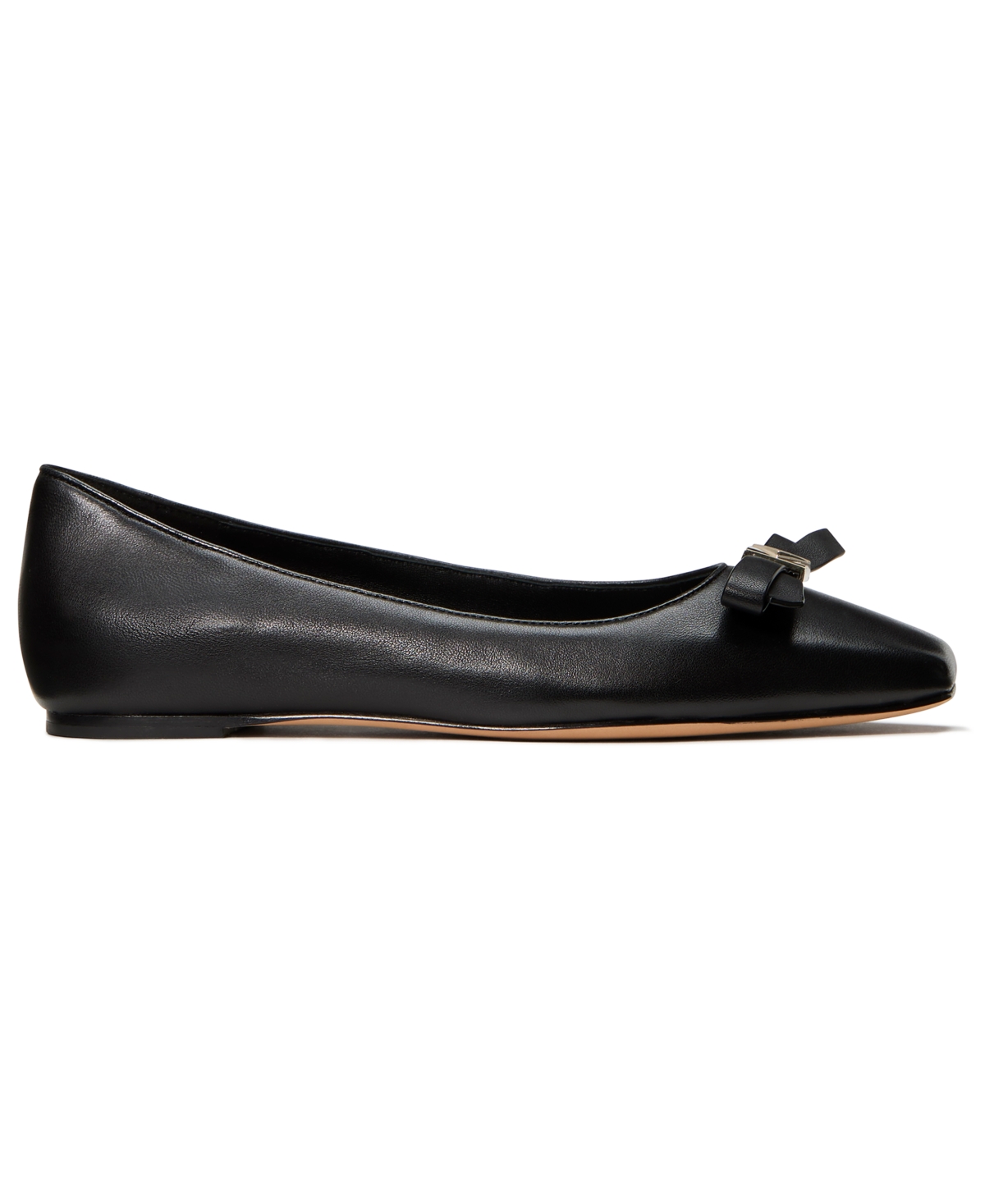 kate spade new york Womens Deco Bow Flats - Black Leather