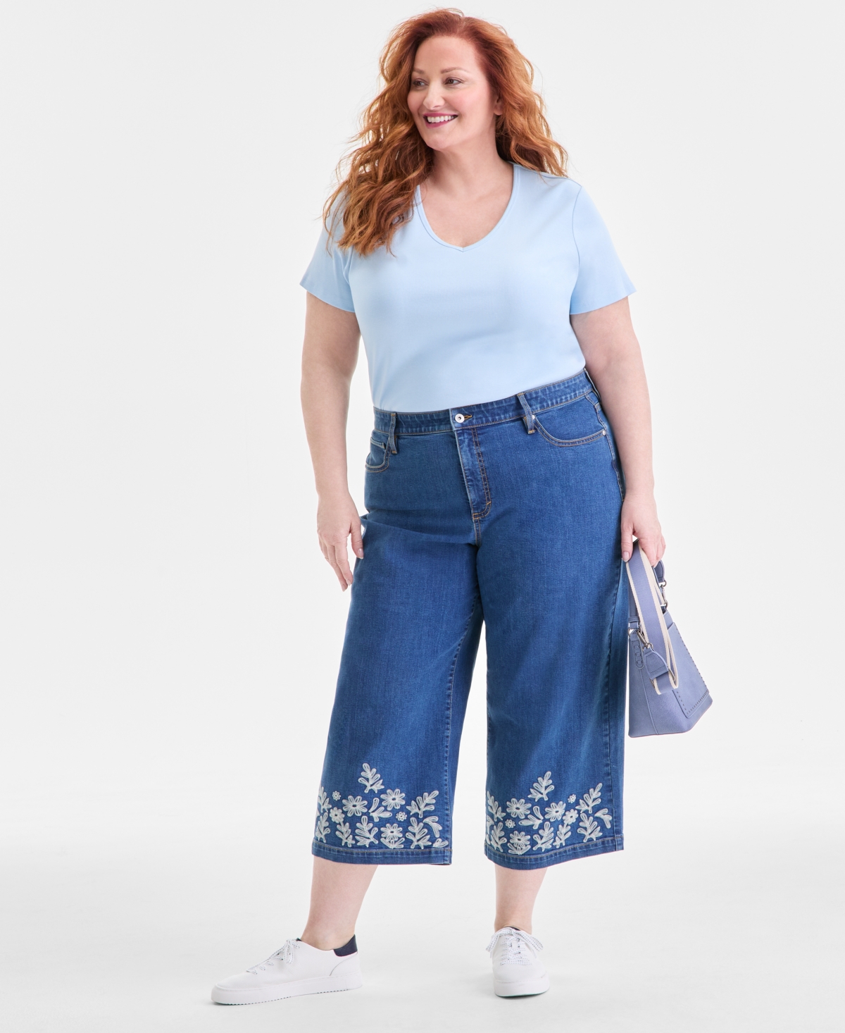 Click here for Style & Co Plus Size Embroidered Cropped 5 Pocket... prices