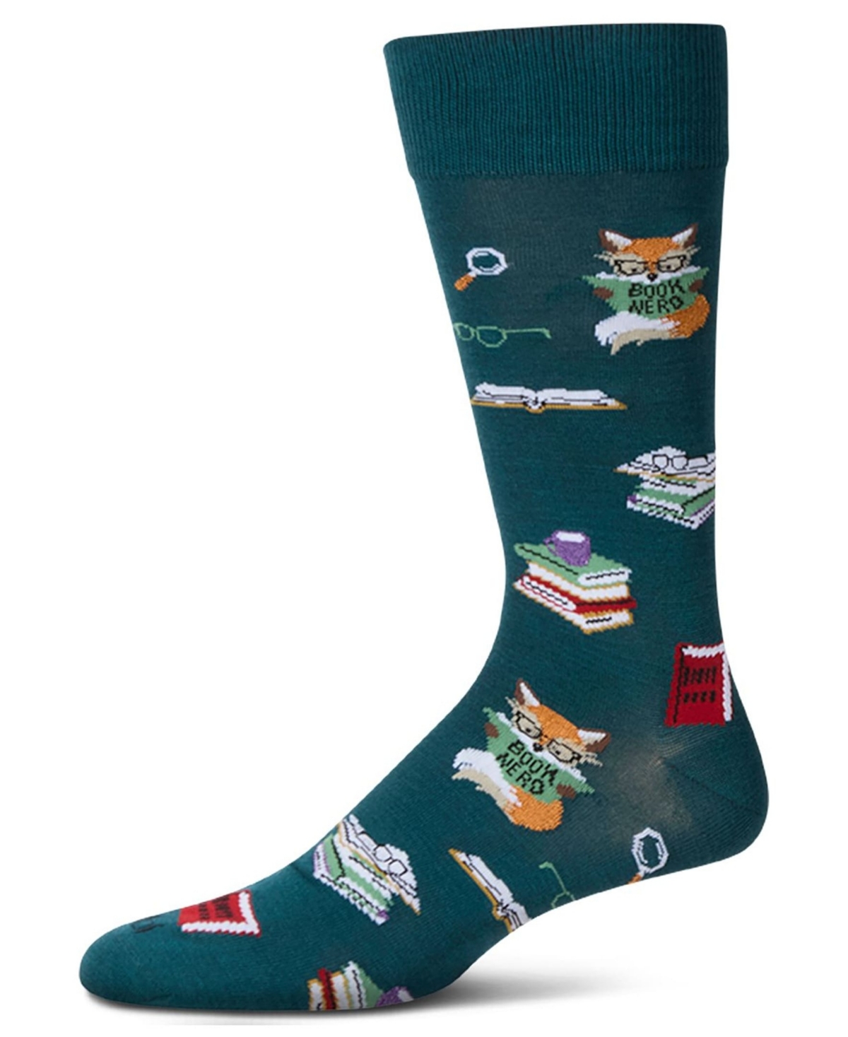Click here for MeMoi Mens Book Nerd Crew Socks - Dark Spruce prices