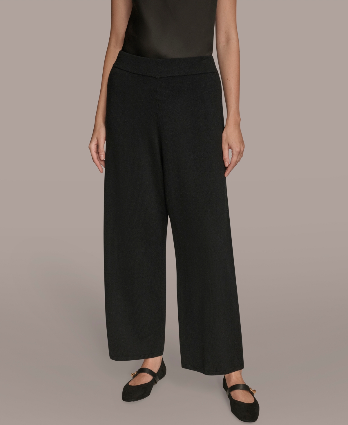 Donna Karan New York Womens Pull-On Sweater Pants - Black
