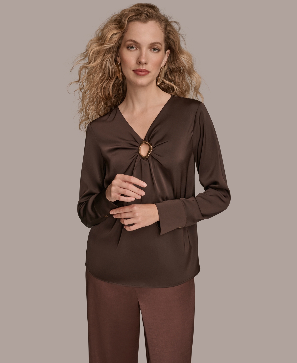 Click here for Donna Karan New York Womens V-Neck Embellished Top... prices
