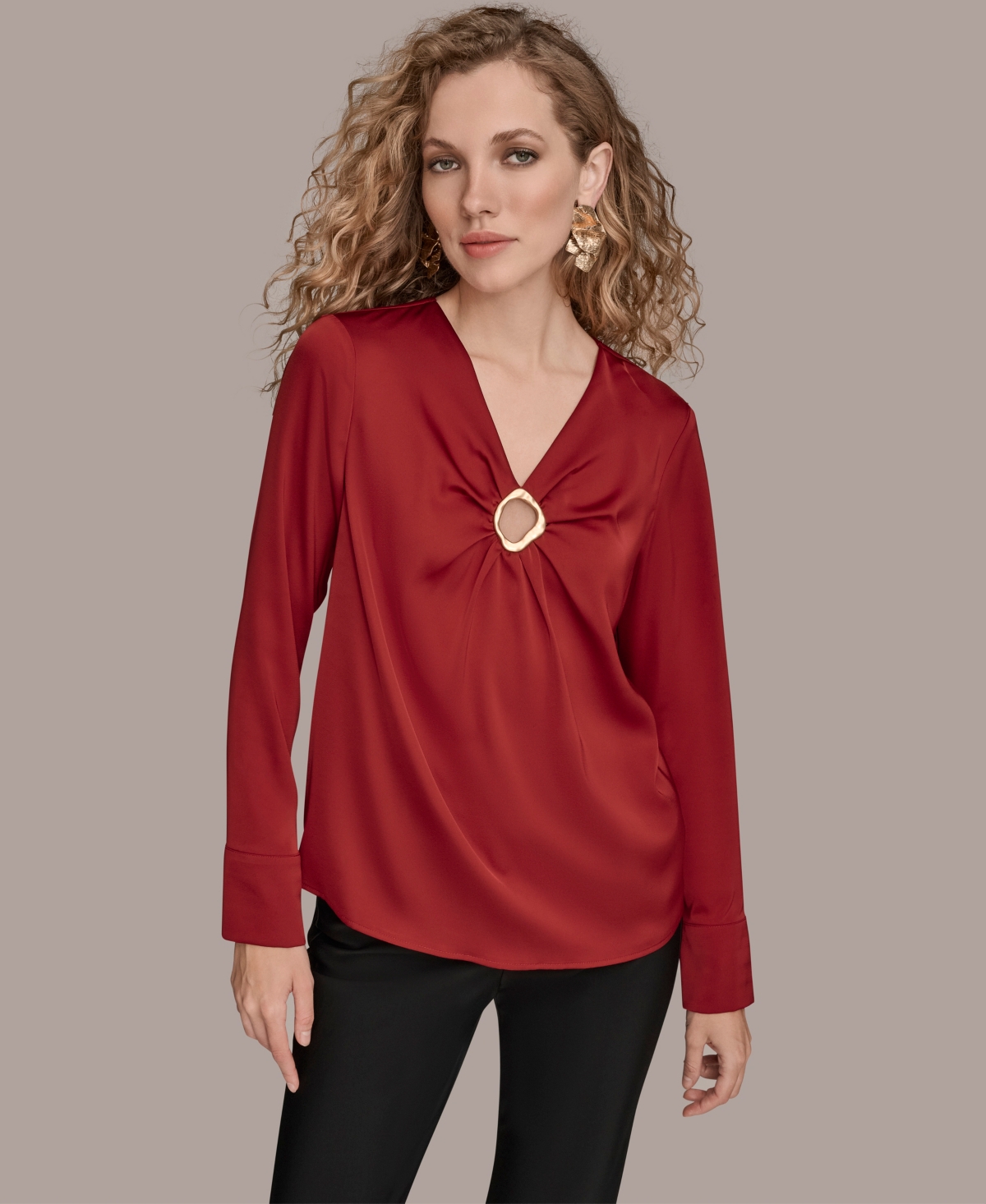 Click here for Donna Karan New York Womens V-Neck Embellished Top... prices