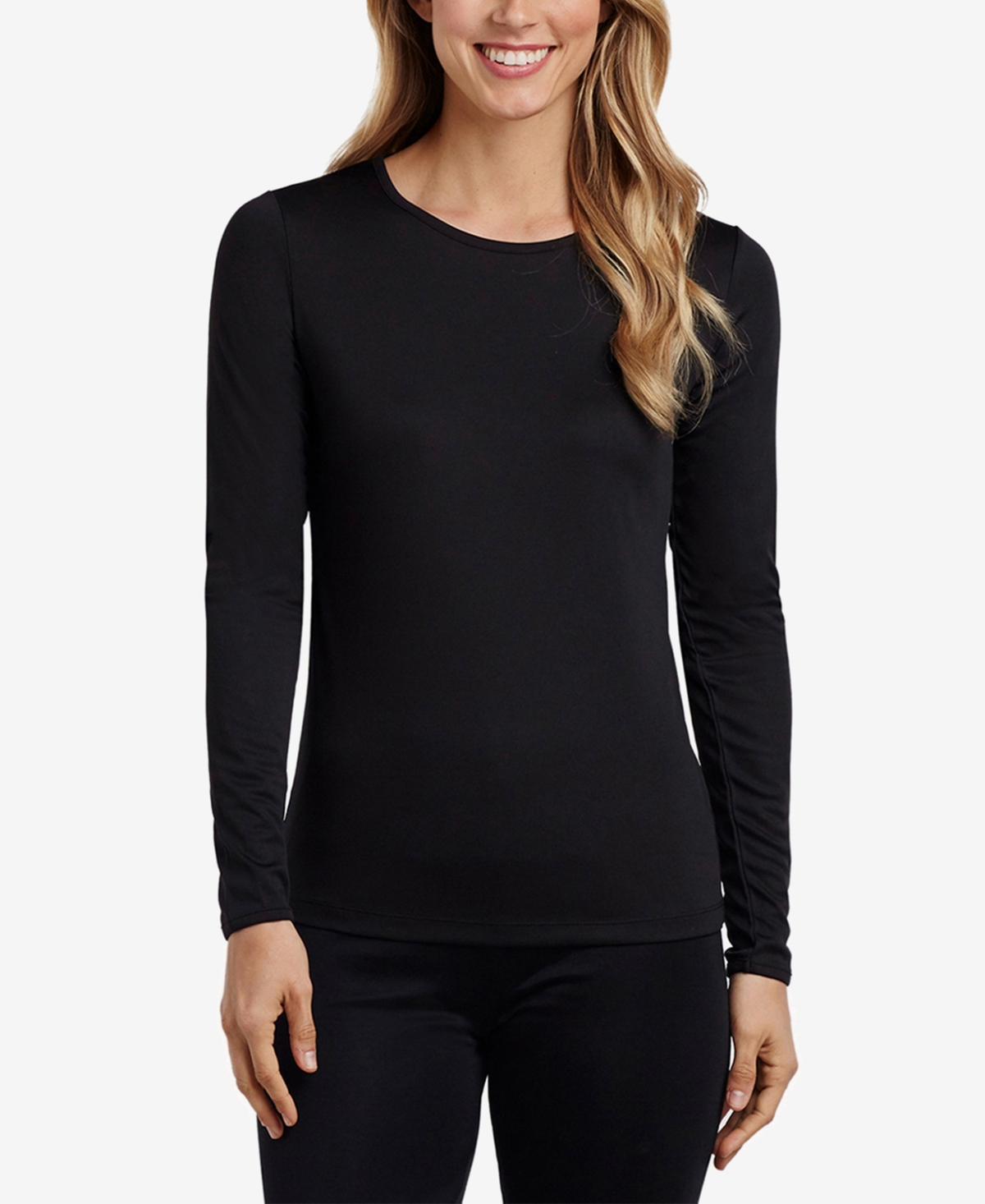 Click here for Cuddl Duds Petite ClimateSmart Crewneck Top - Blac... prices