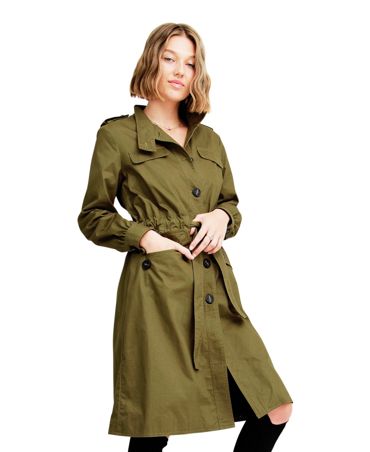 Click here for Belle & Bloom Carlisle Button Front Trench Coat -... prices