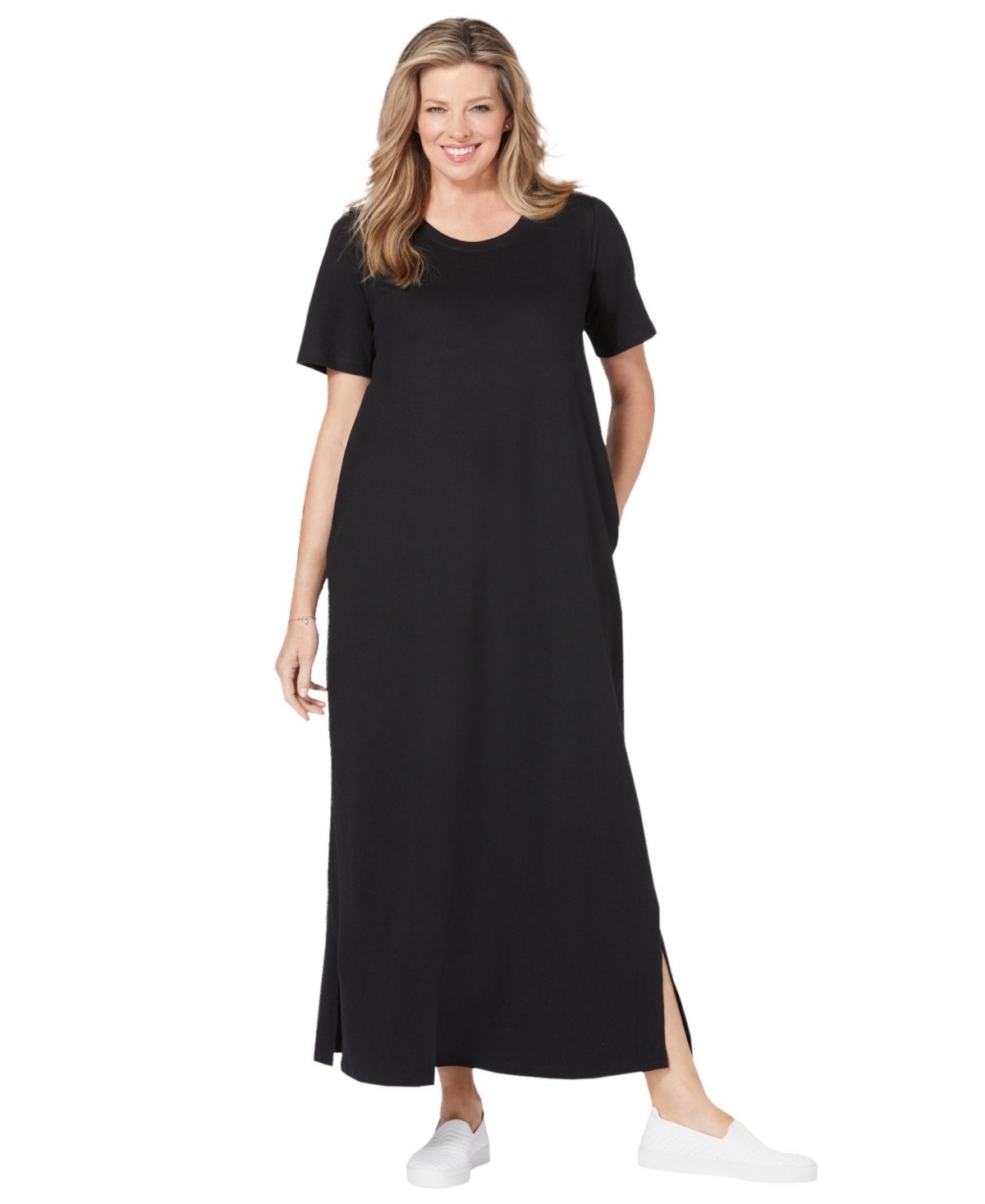 Click here for Woman Within Plus Size Perfect Short-Sleeve Scoopn... prices