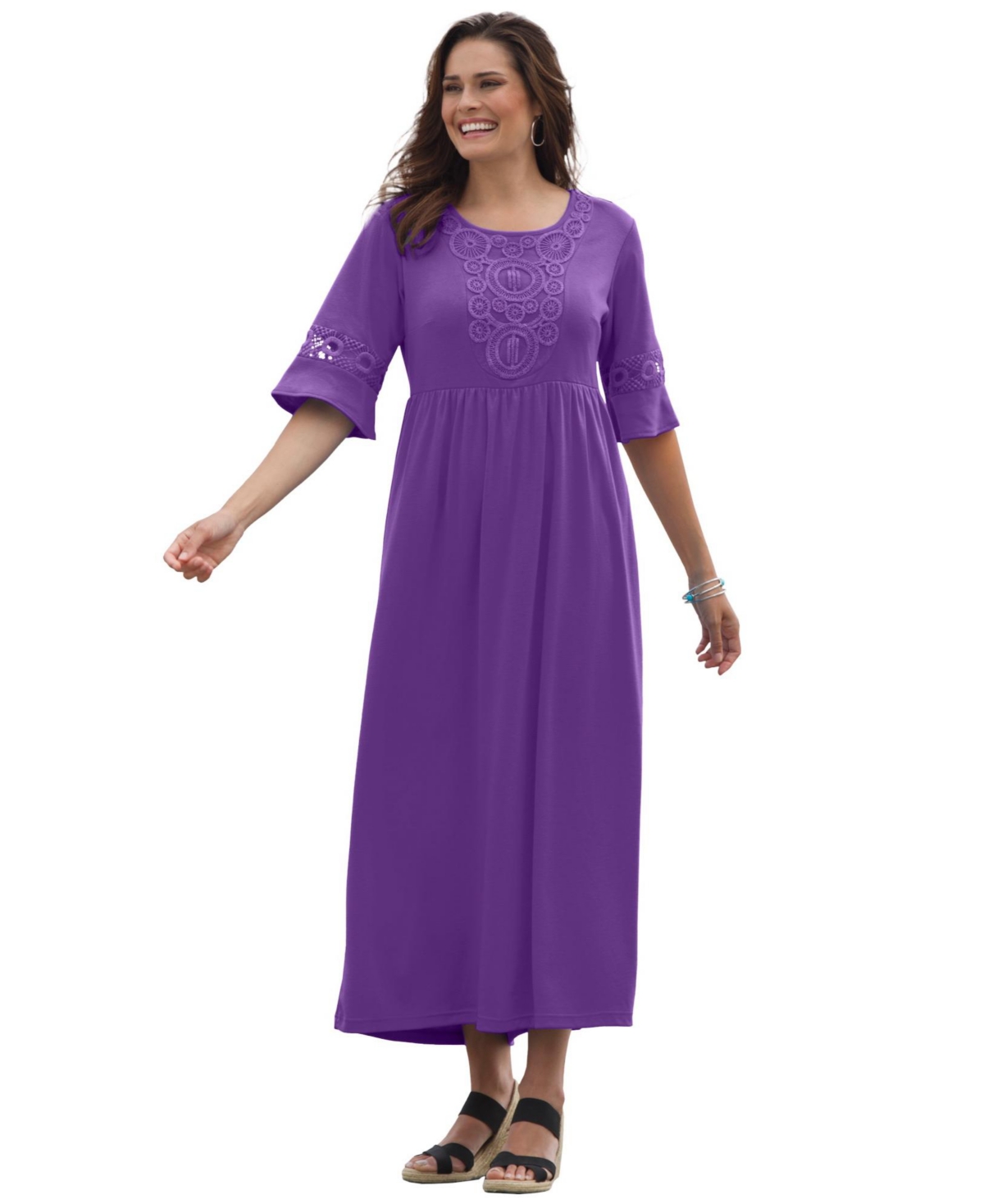 Click here for Woman Within Womens Within Crochet Trim Empire Kni... prices