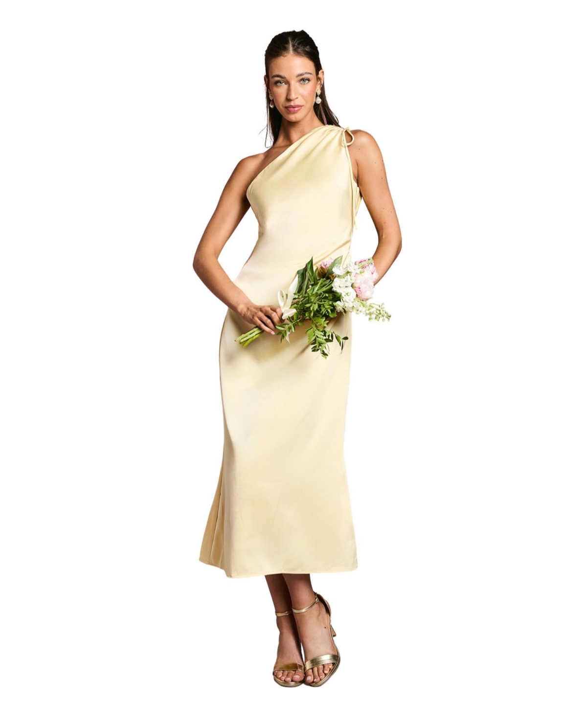 Click here for Oasis Womens One Shoulder Satin Bridesmaids Dress... prices
