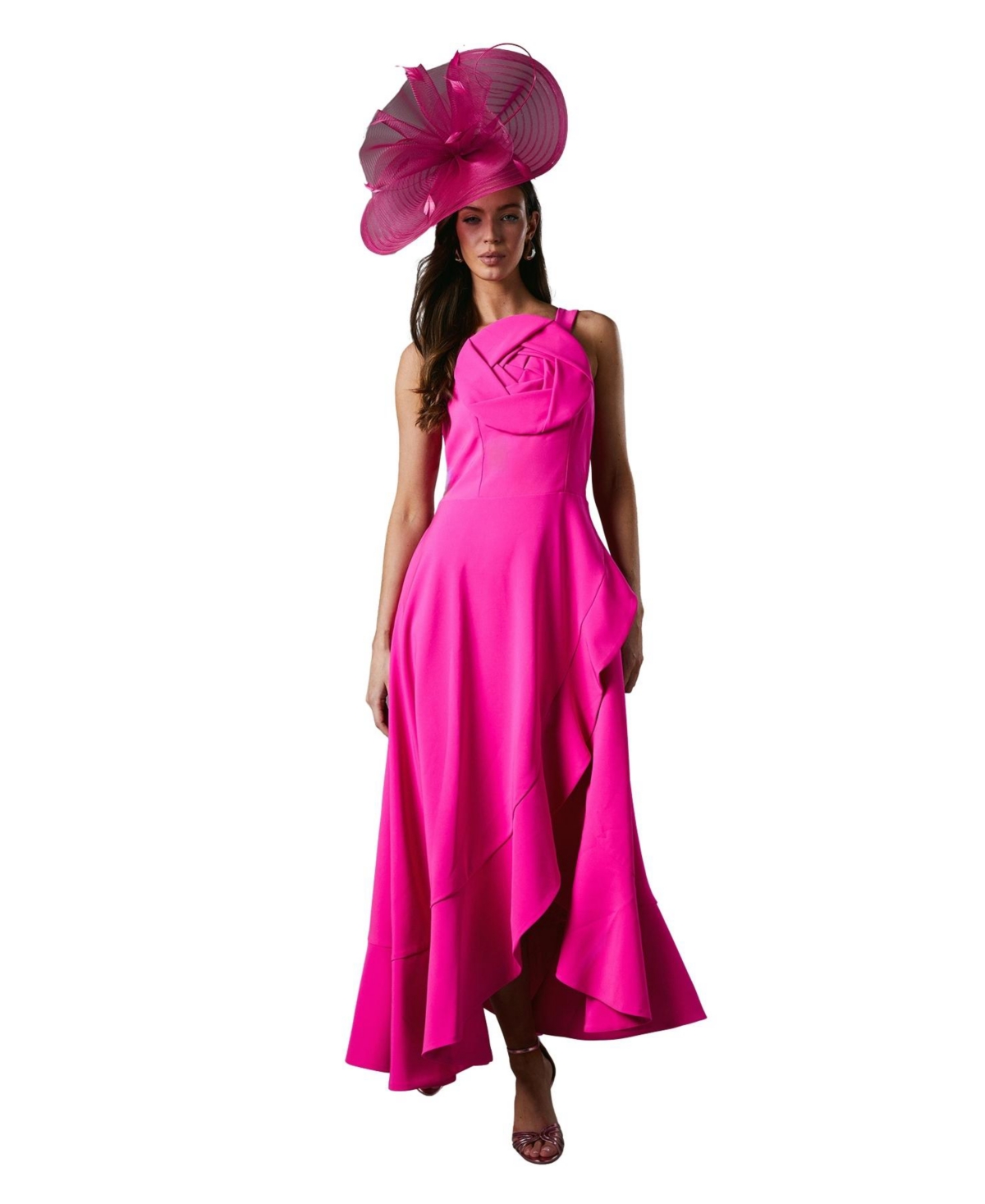 Click here for Coast Womens Strappy Crepe Corsage Midi Dress - Pi... prices